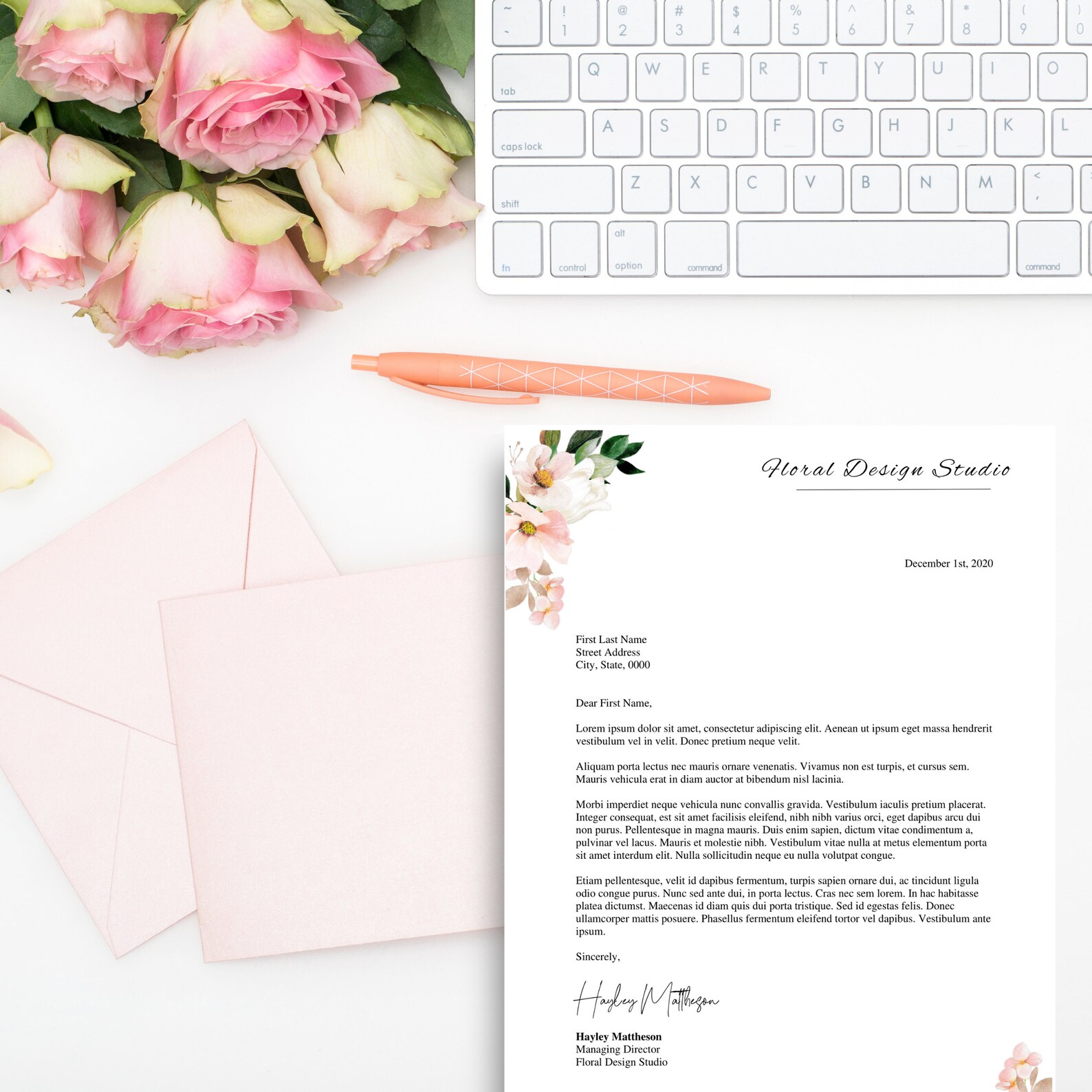 Floral Letterhead Template Personal Letterhead for Word - Etsy