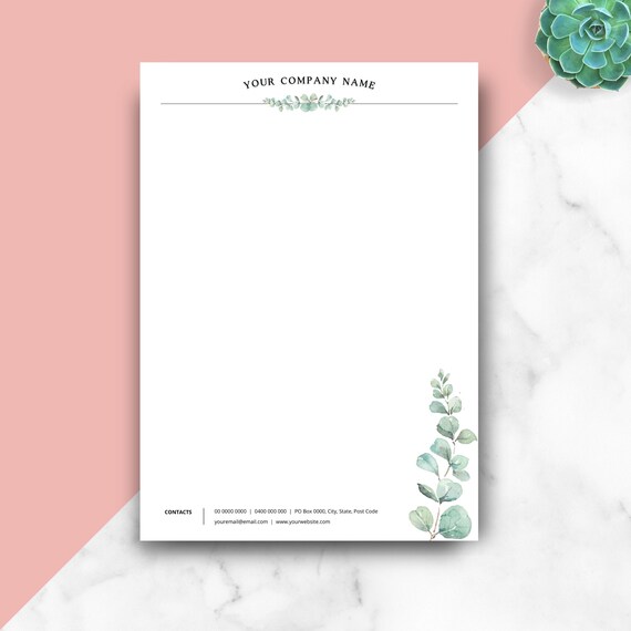 Floral Letterhead Template Word Editable Business Letterhead | Etsy