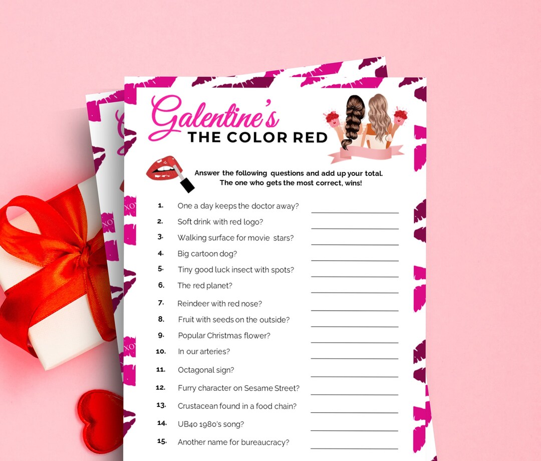 The Color Red Game, Valentine Printable Game, Galentine's Day Game, Fun ...