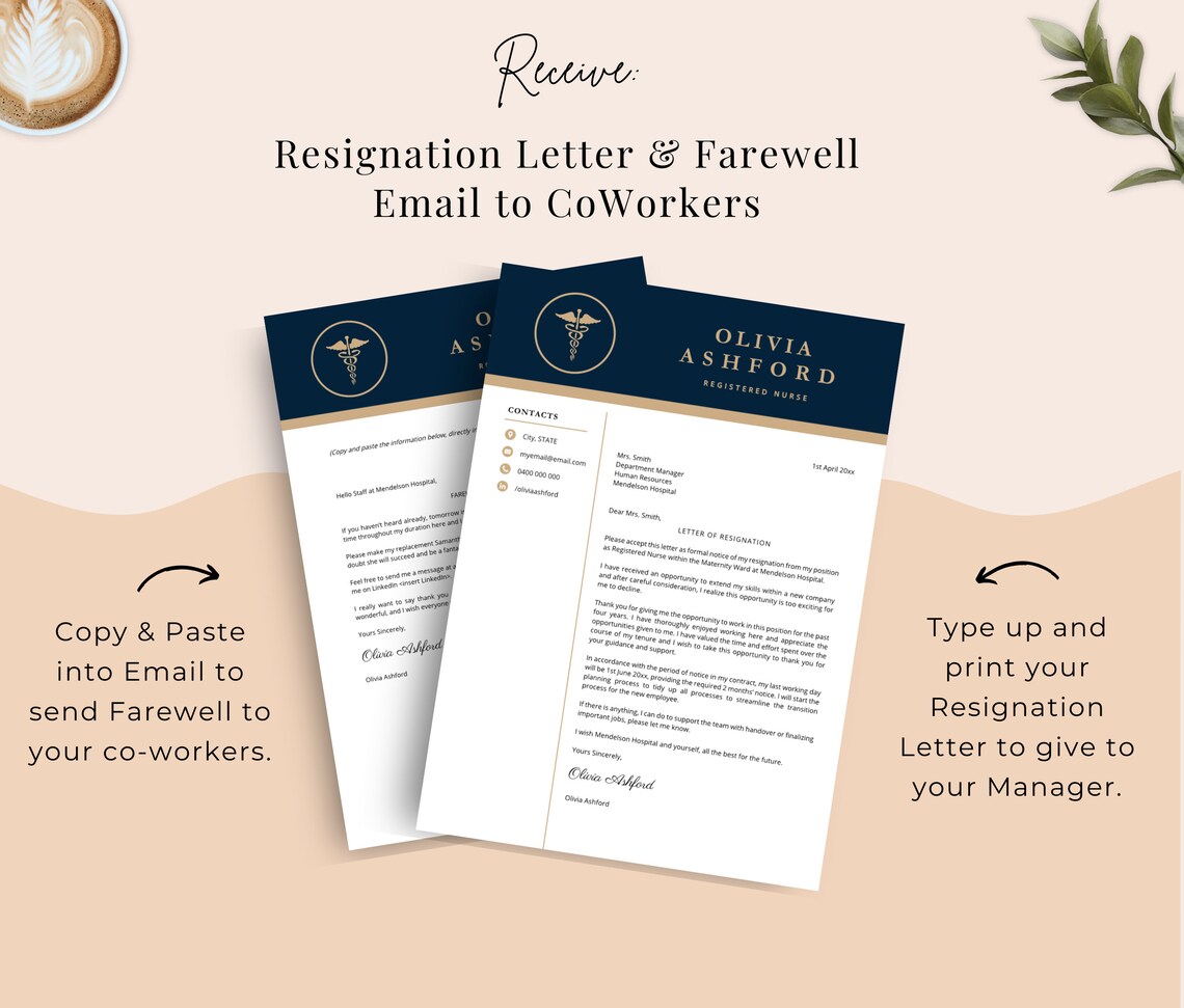 Resignation Template, Letter of Resignation, Notice Letter, Resignation ...