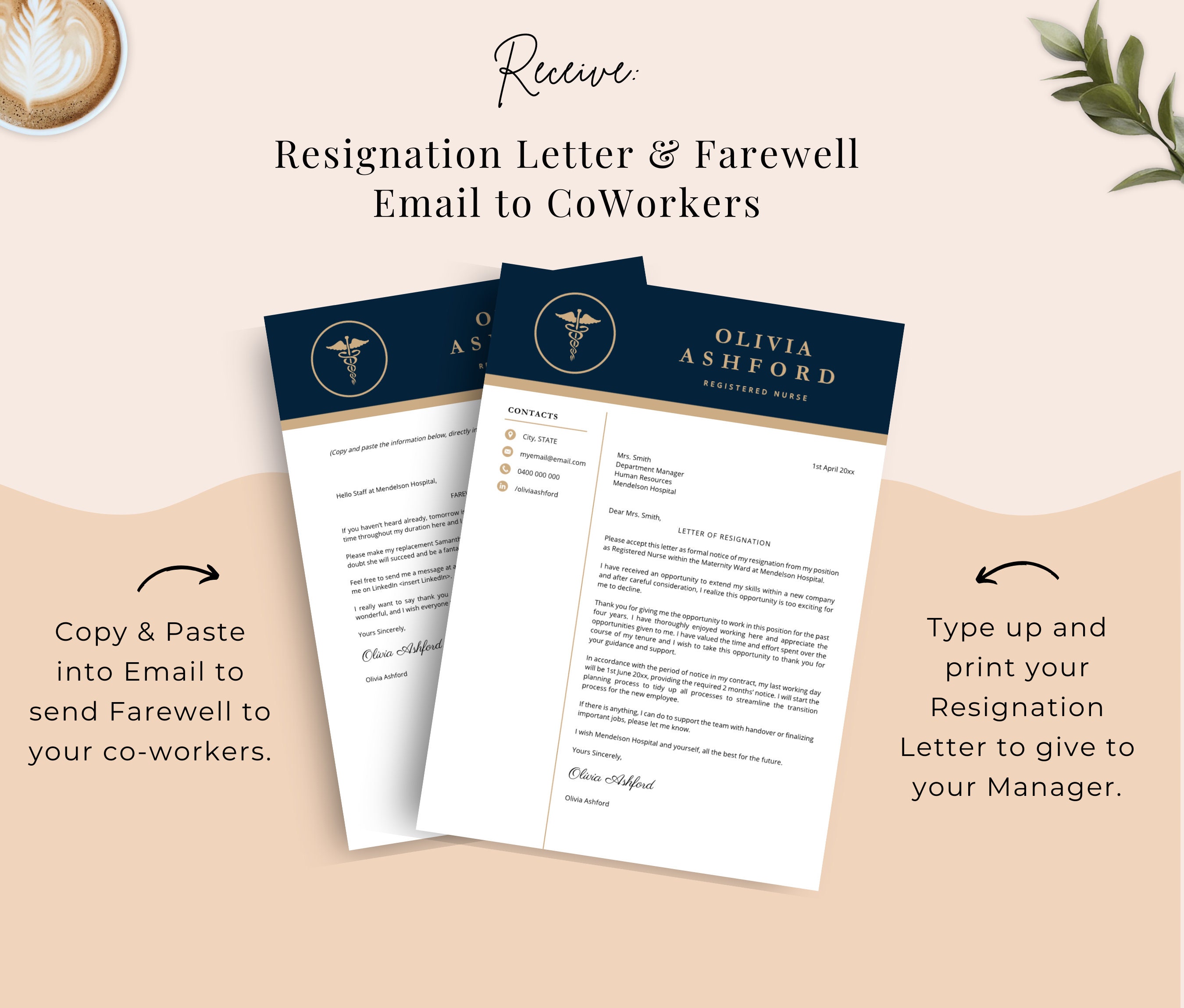 Resignation Template, Letter of Resignation, Notice Letter, Resignation ...