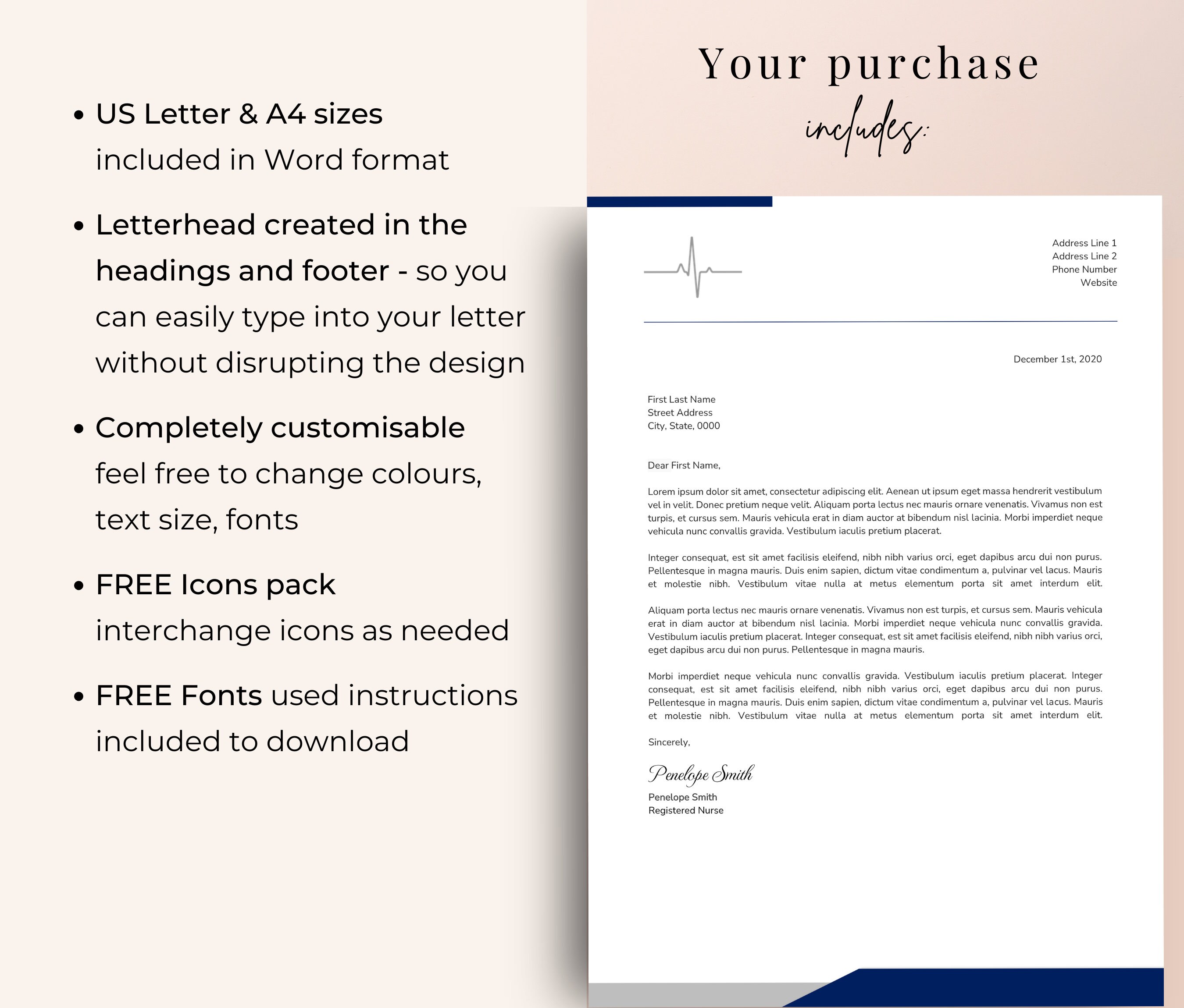 Custom Letterhead Design Business Letterhead With Logo, Printable ...