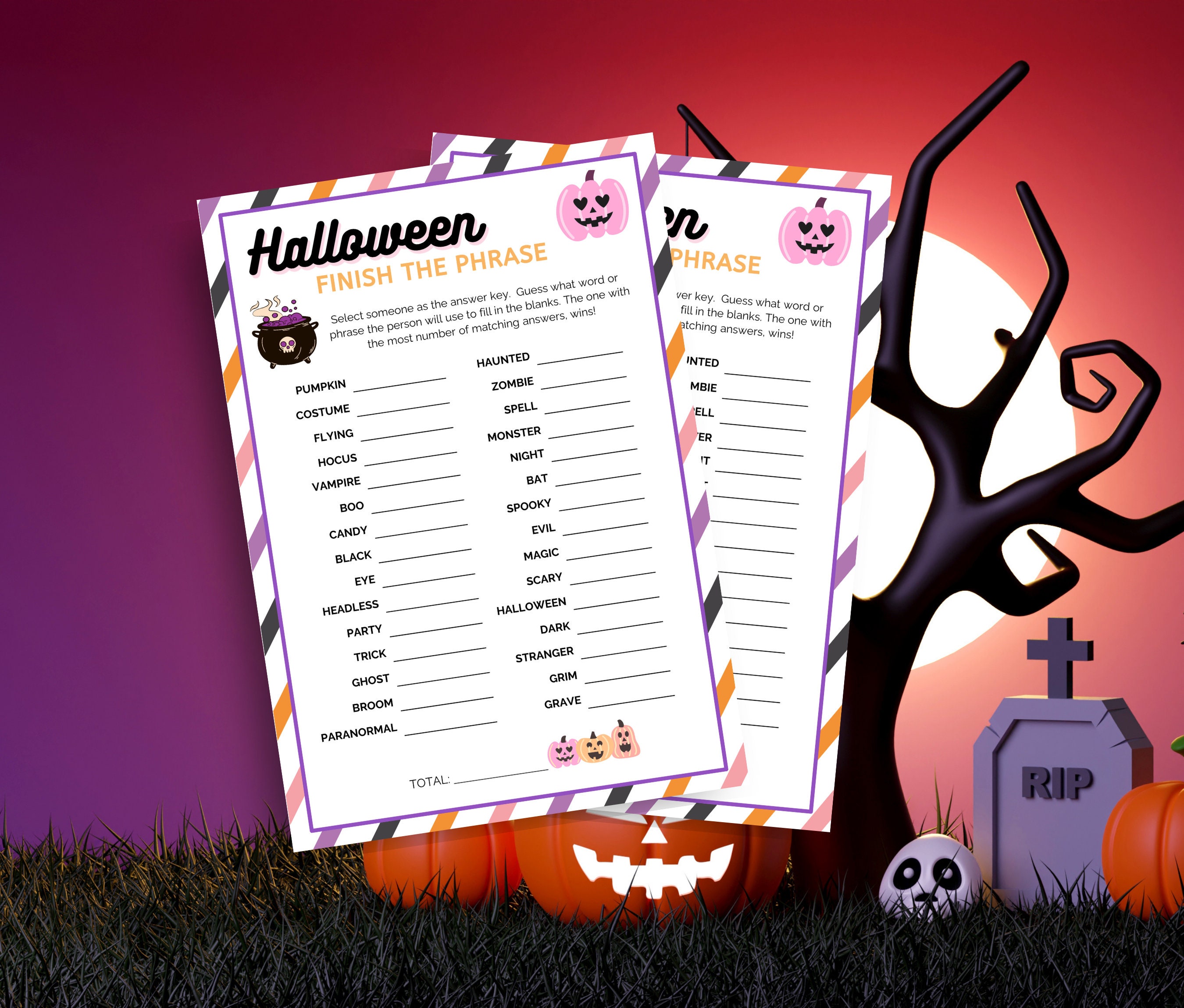 Halloween Finish the Phrase, Printable Halloween Game, Halloween Party ...