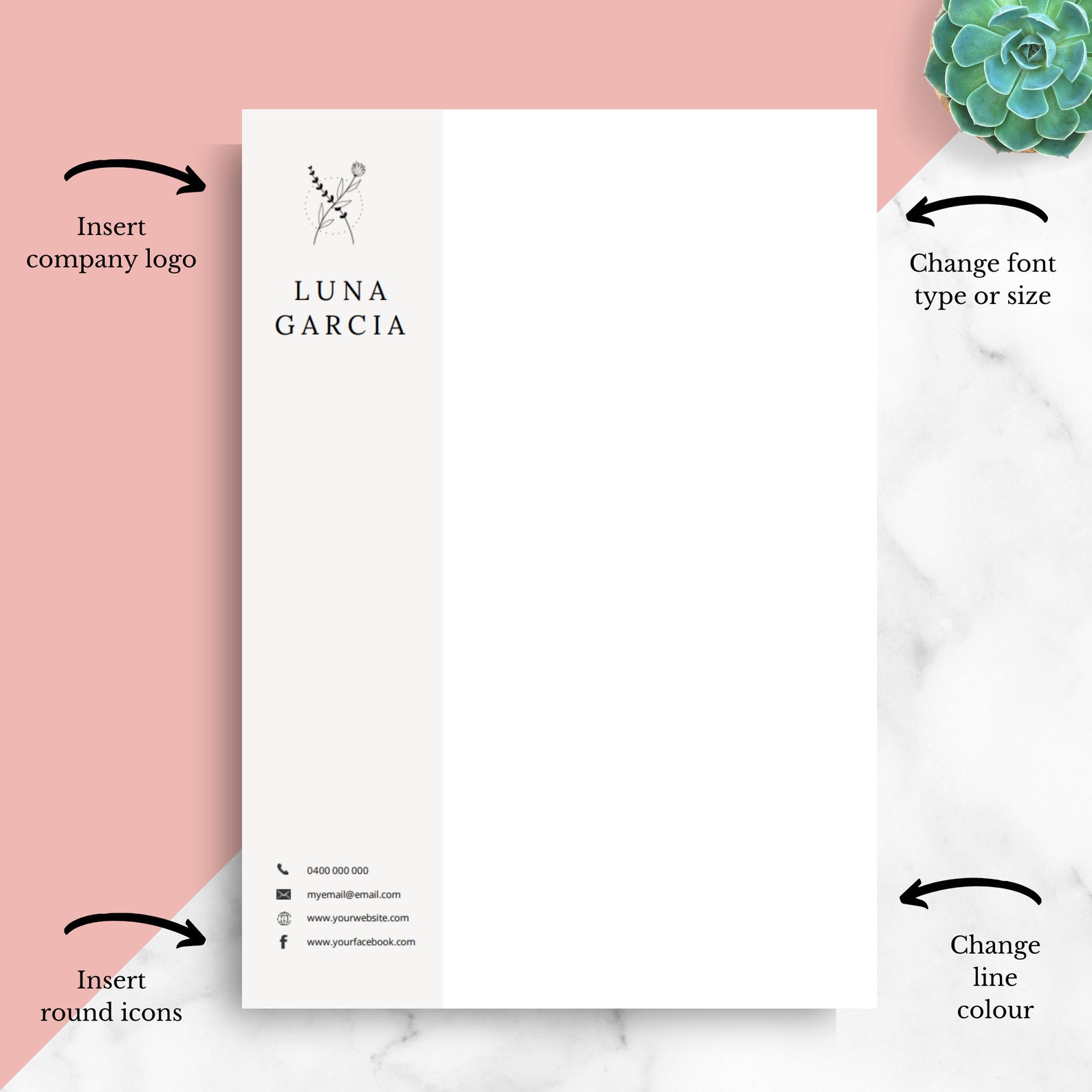 Letterhead Template Business Letterhead Letterhead Design - Etsy