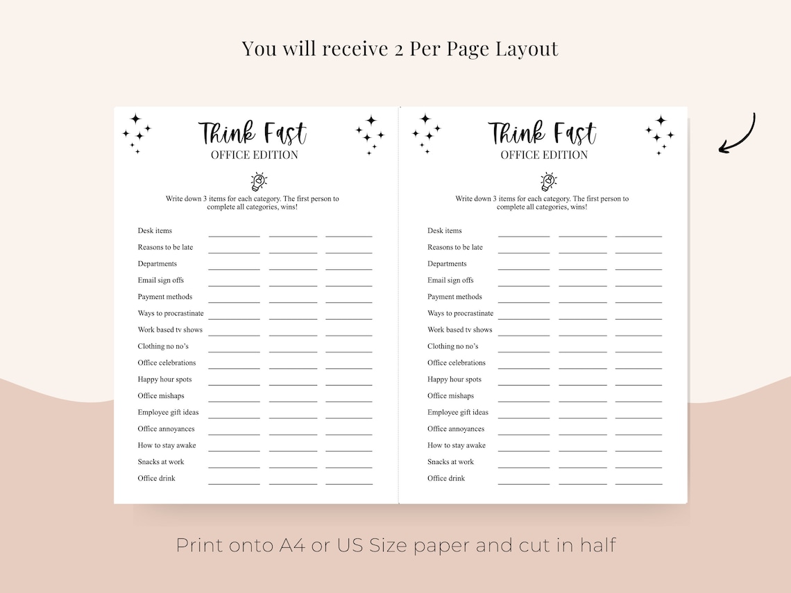 Think Fast Work Game, Office Ice Breaker, Office Party Games, Team ...