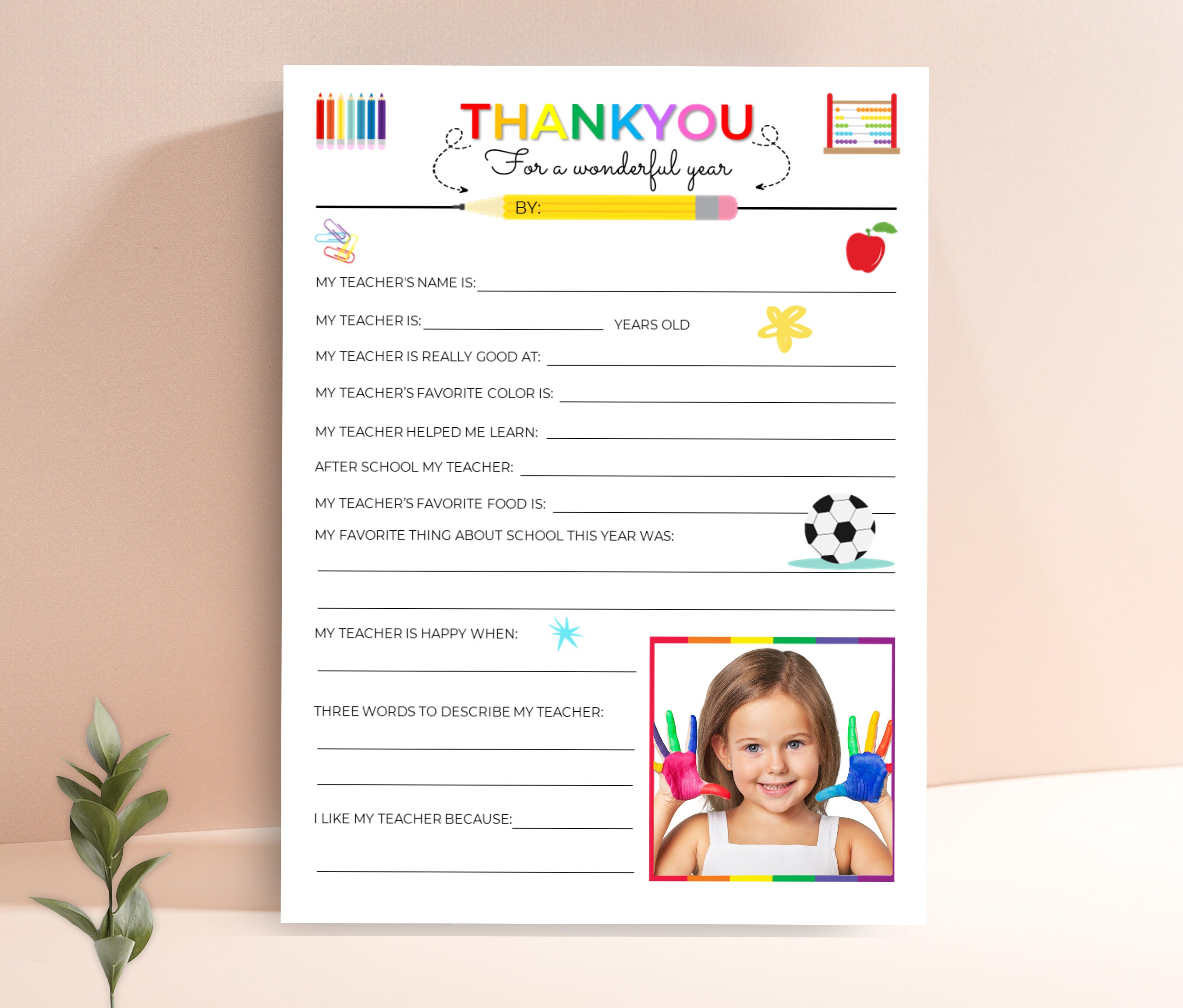 All About My Teacher Printable, Teacher Appreciation Week Template ...