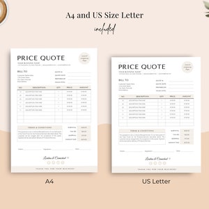 Price Quote Template, Job Estimate Form, Quotation Template, Printable ...