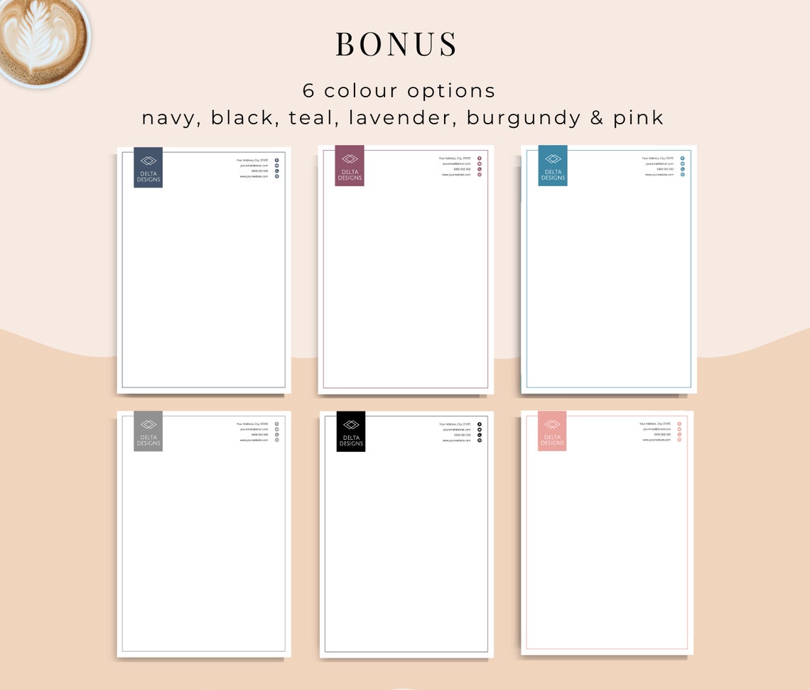 Business Letterhead, Letterhead Template Word Editable, Clean ...