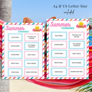 Summer Charades Game, Printable Party Games, Summer Party Games Summer ...