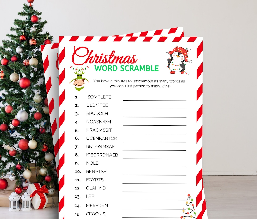 Christmas Word Scramble Game, Fun Christmas Printable Games for Kids ...