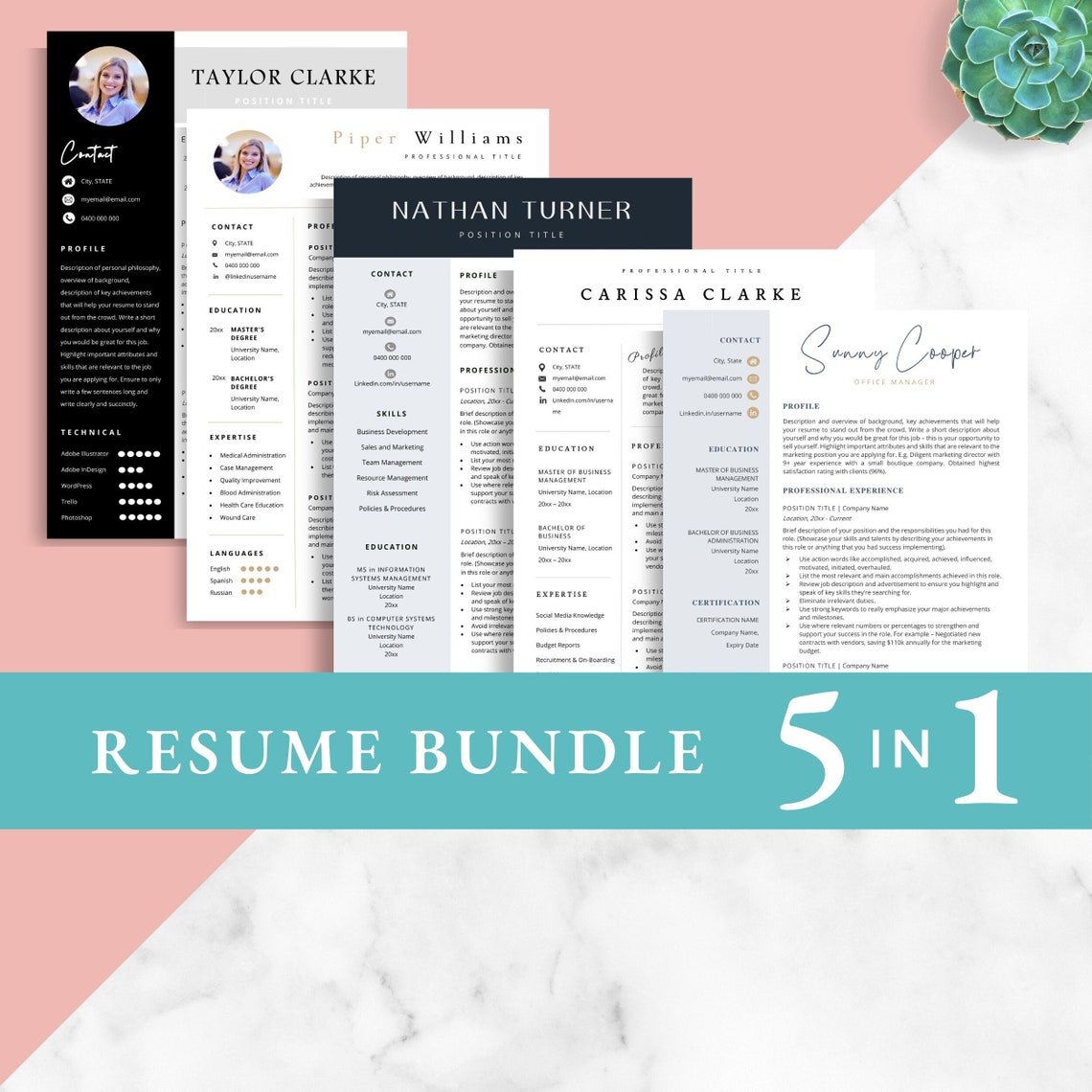 Professional Resume Template Bundle, Resume Template, Resume Template ...