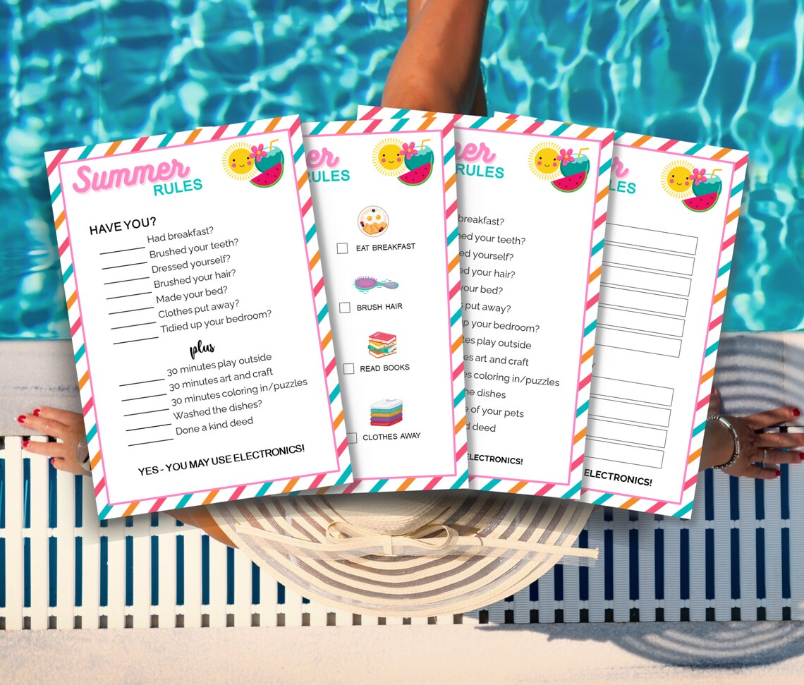 Editable Summer Rules for Kids, Printable Summer Rules, Daily Routine ...