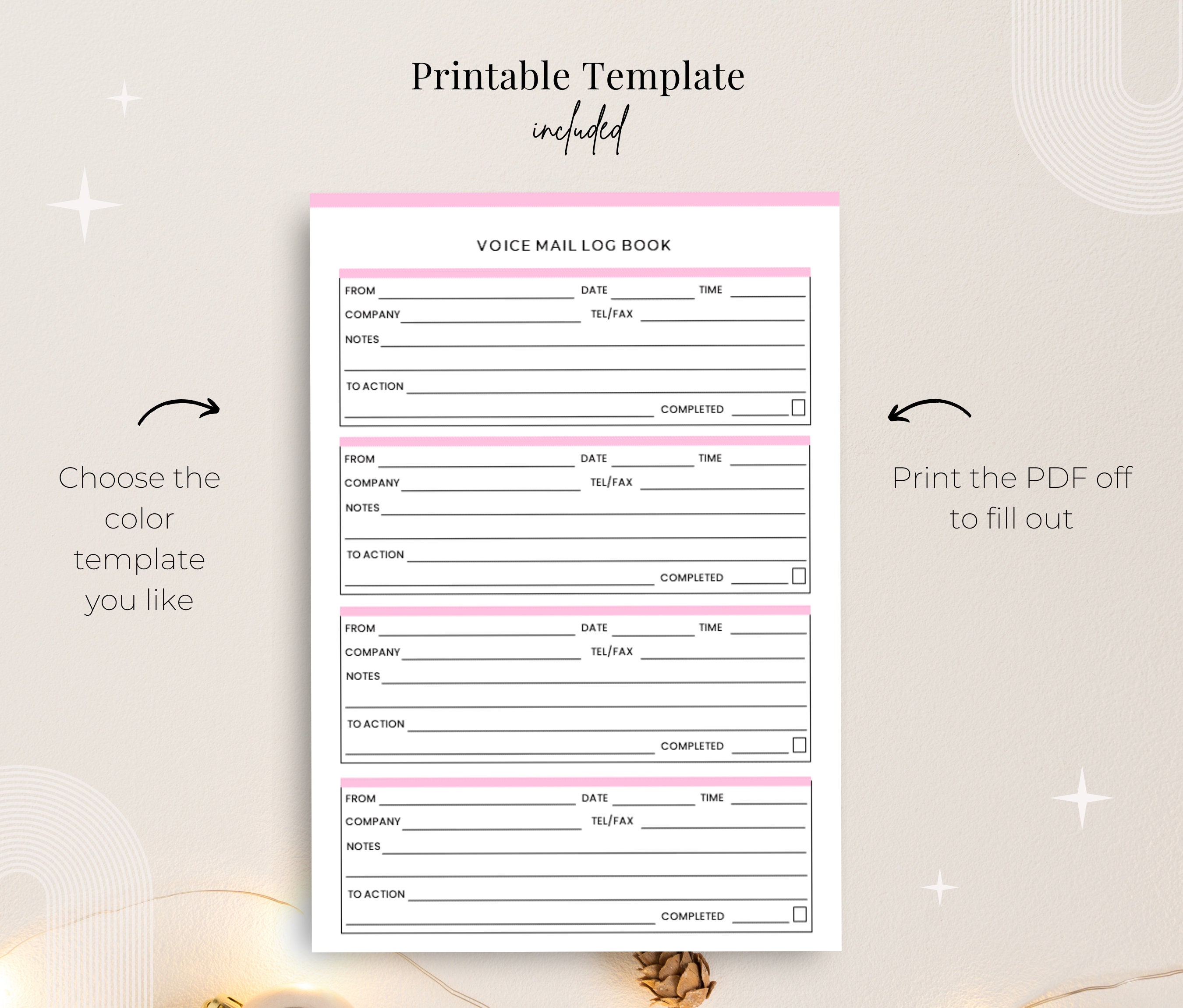 Voicemail Log, Phone Call Message Log, Phone Log, While You Were Out ...
