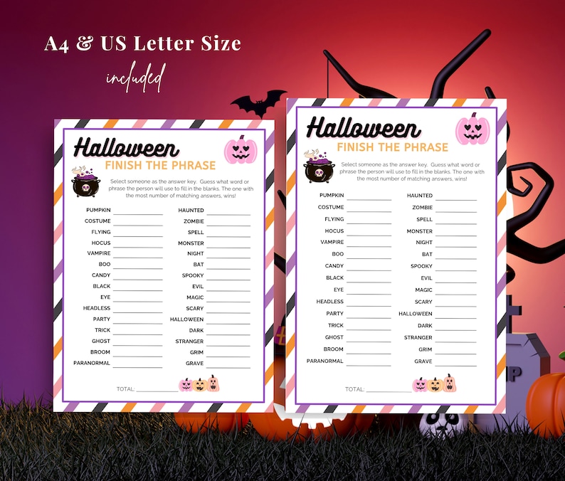 Halloween Finish the Phrase, Printable Halloween Game, Halloween Party ...