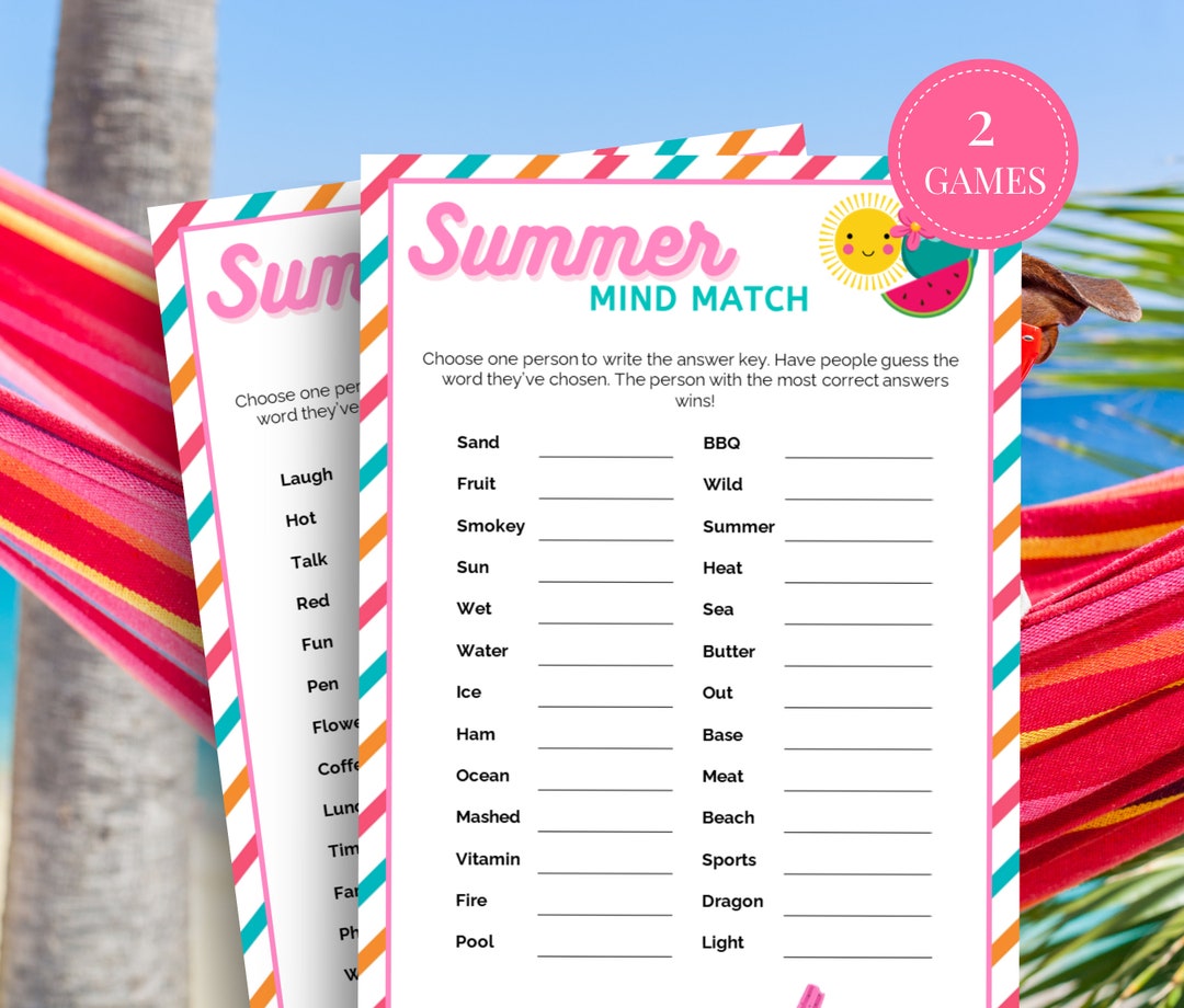 Summer Mind Match Game, Summer Finish the Phrase, Printable Summertime ...