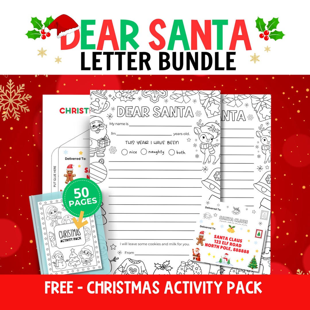 Christmas Coloring Pages for Kids, Letter to Santa Coloring Page, Kids ...
