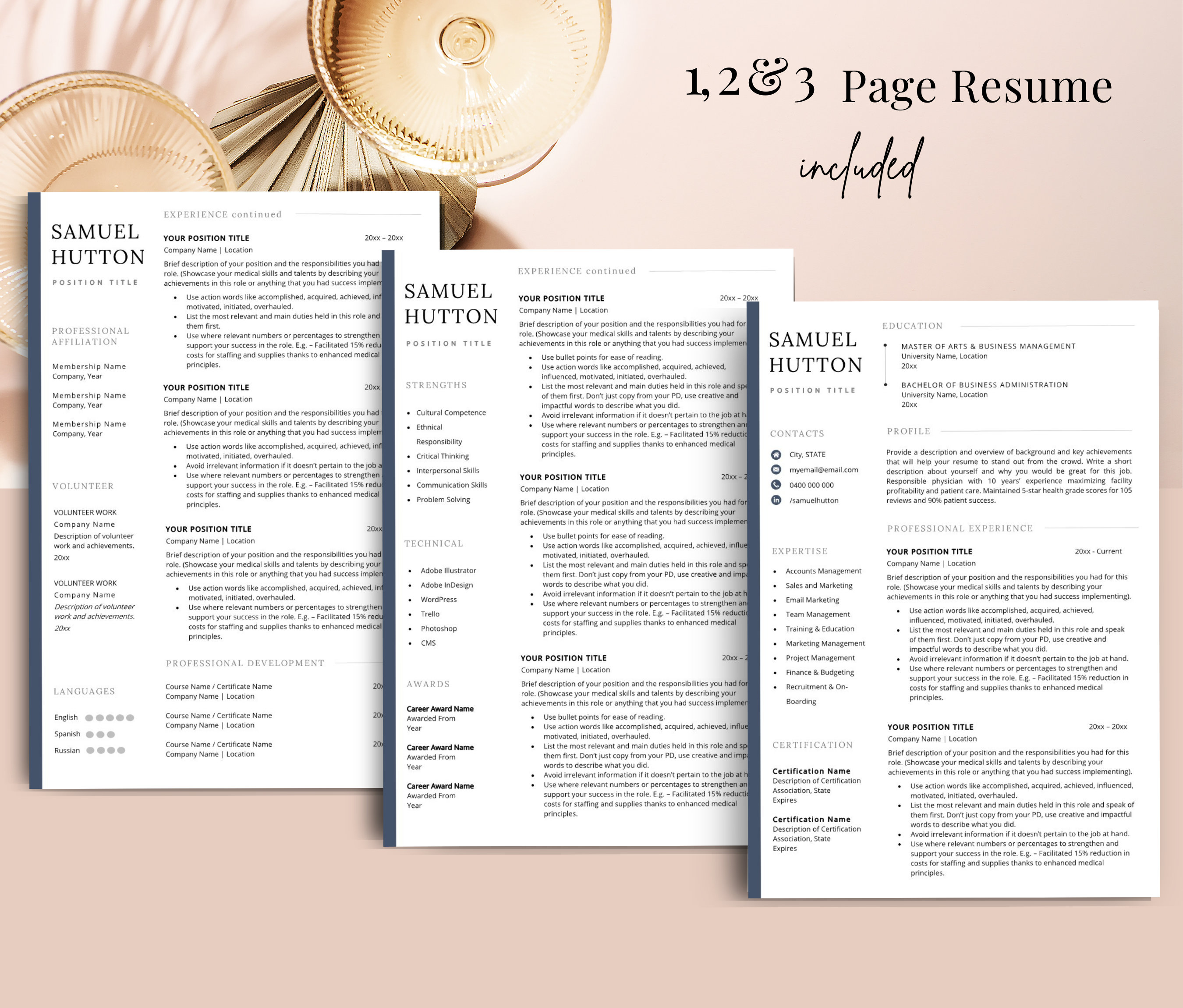 Two Column Resume Template, Executive Resume Template Word, Resume ...