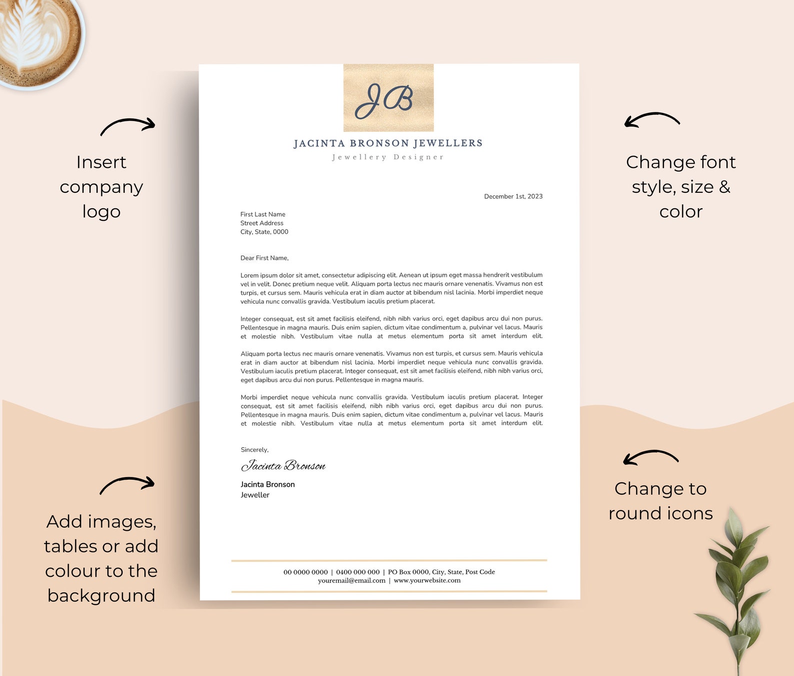 Letterhead Template Word, Business Letterhead, Letterhead Design Gold ...