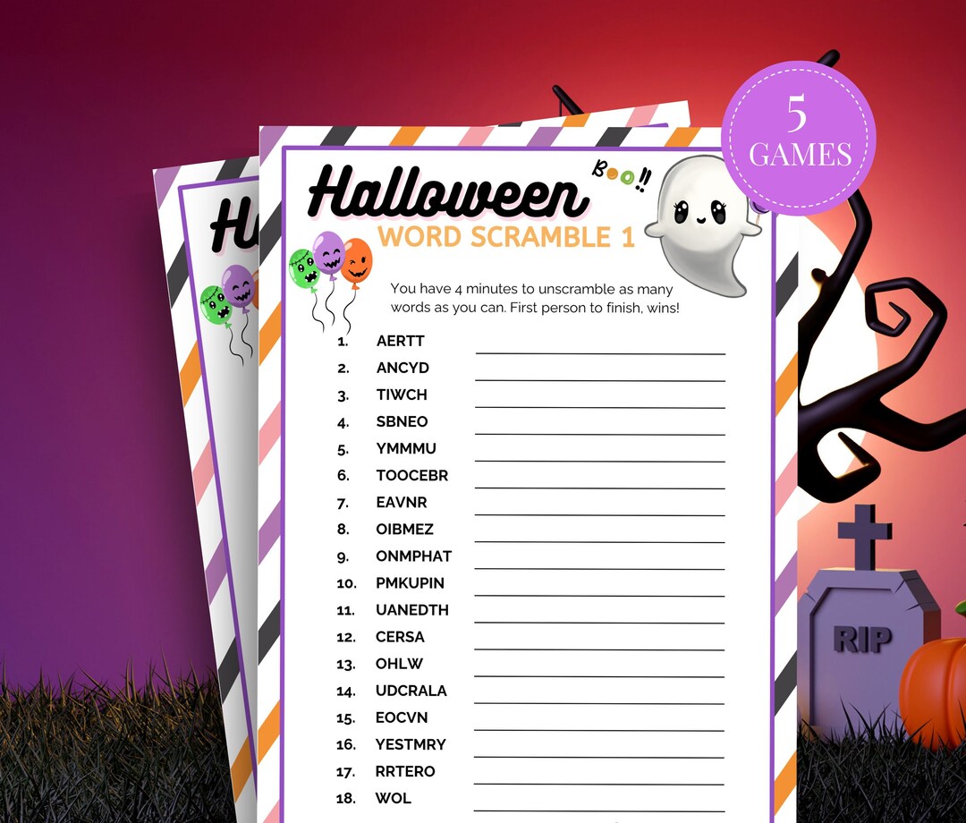 Halloween Word Scramble Game, Printable Halloween Game, Halloween Party ...