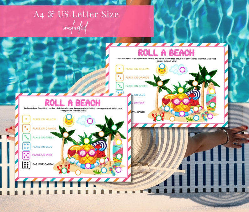 Roll A Beach Game, Printable Roll Dice Game, Dice Game for Kids and ...