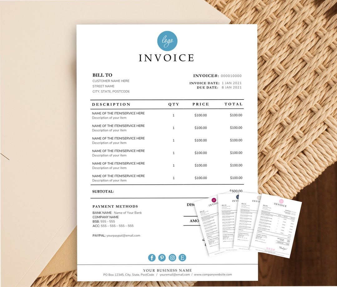 Modern Invoice Template, Invoice Template for Small Business, Balloon ...