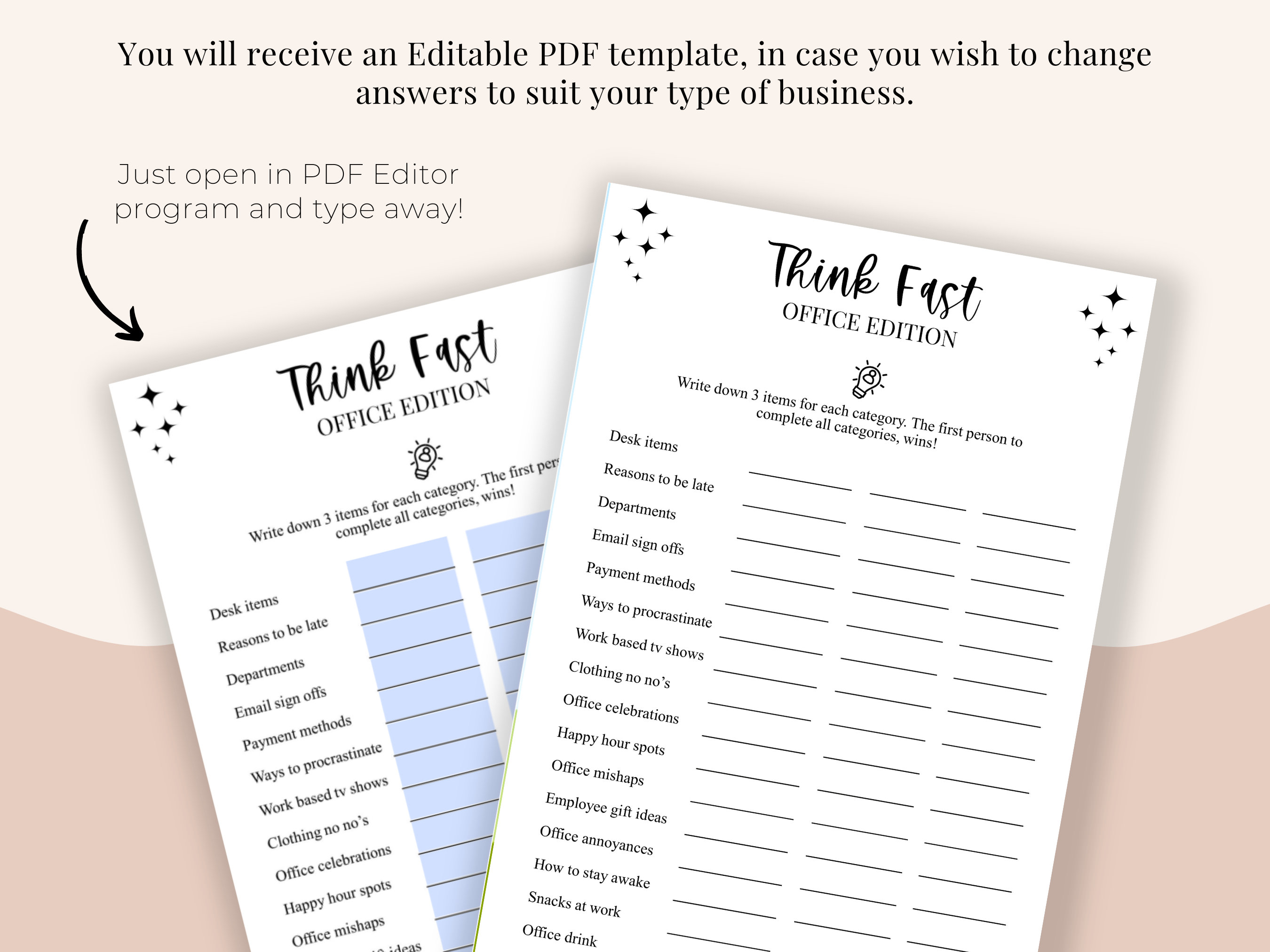 Think Fast Work Game, Office Ice Breaker, Office Party Games, Team ...