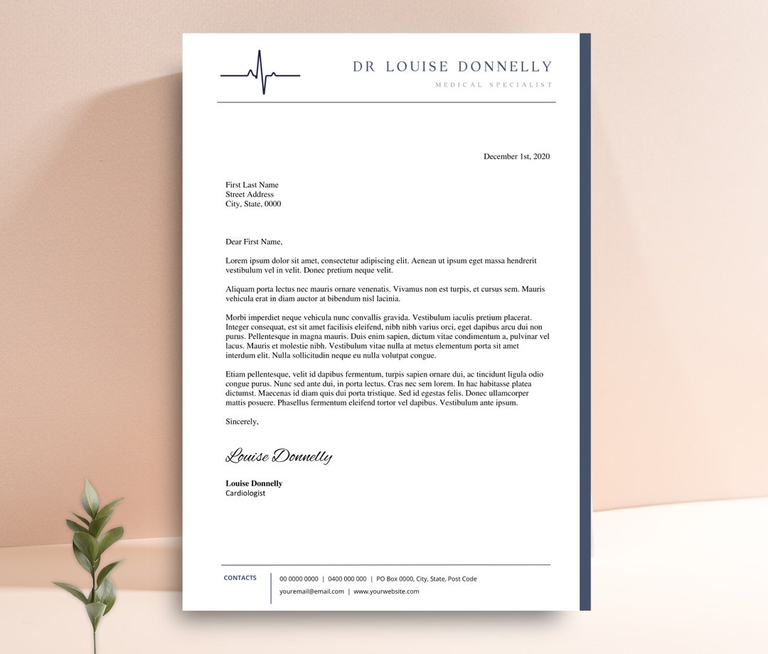 Carta intestata medico per Word modello di carta intestata - Etsy Italia