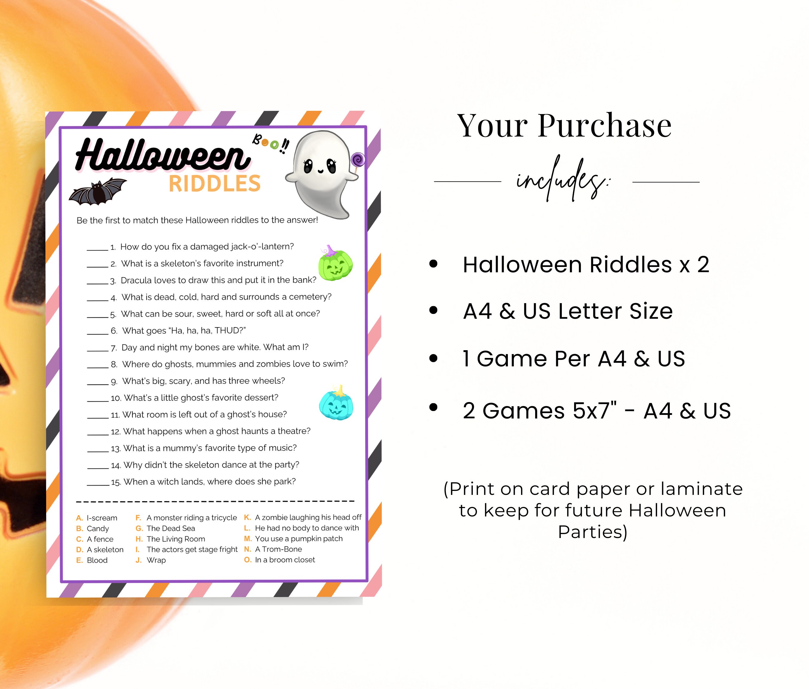 Halloween Riddles Printable Halloween Game, Halloween Riddle Me This ...