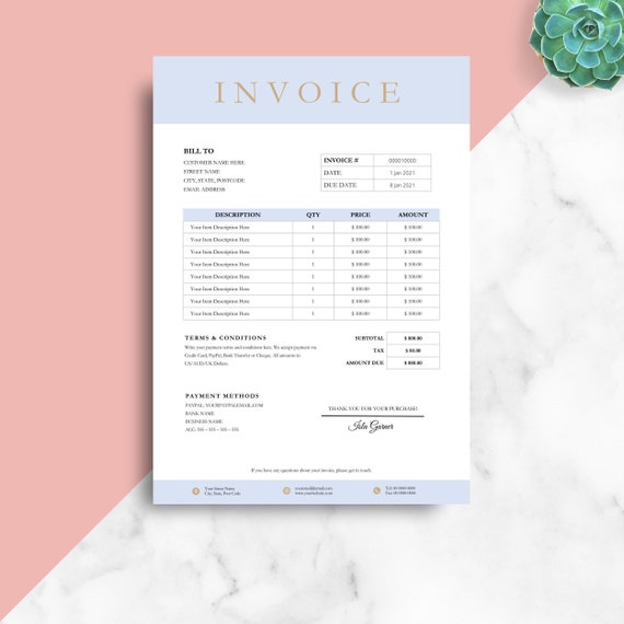 Embroidery Invoice Printable Invoice Template Word Freelance | Etsy
