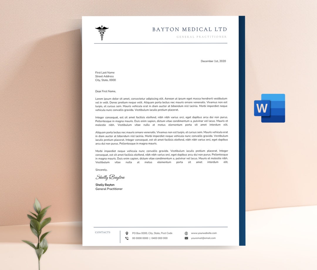 Nurse Letterhead, Nurse Stationary Letterhead Template Word, Business ...
