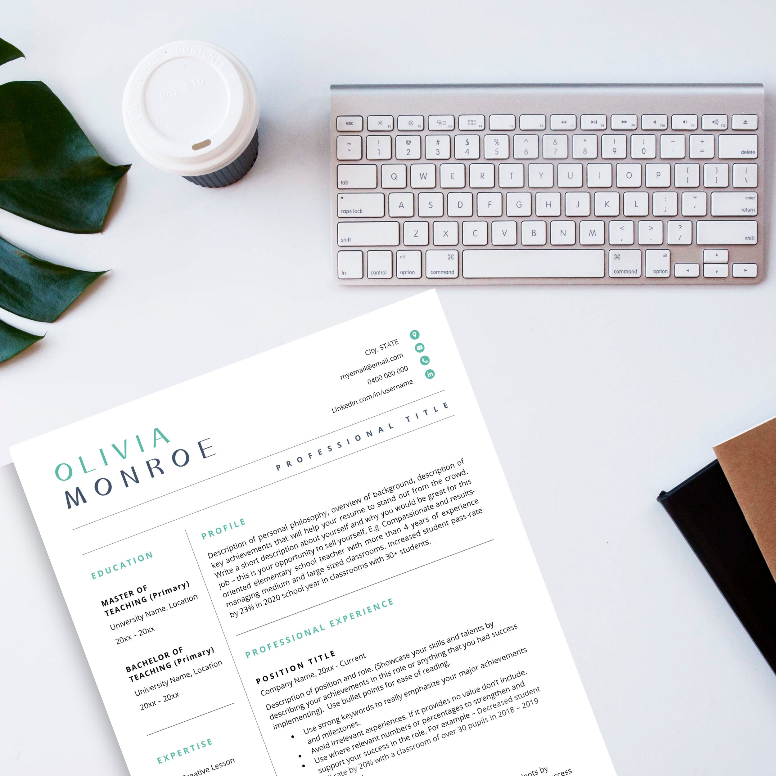 Teacher Resume Template for Word Teacher CV Template | Etsy