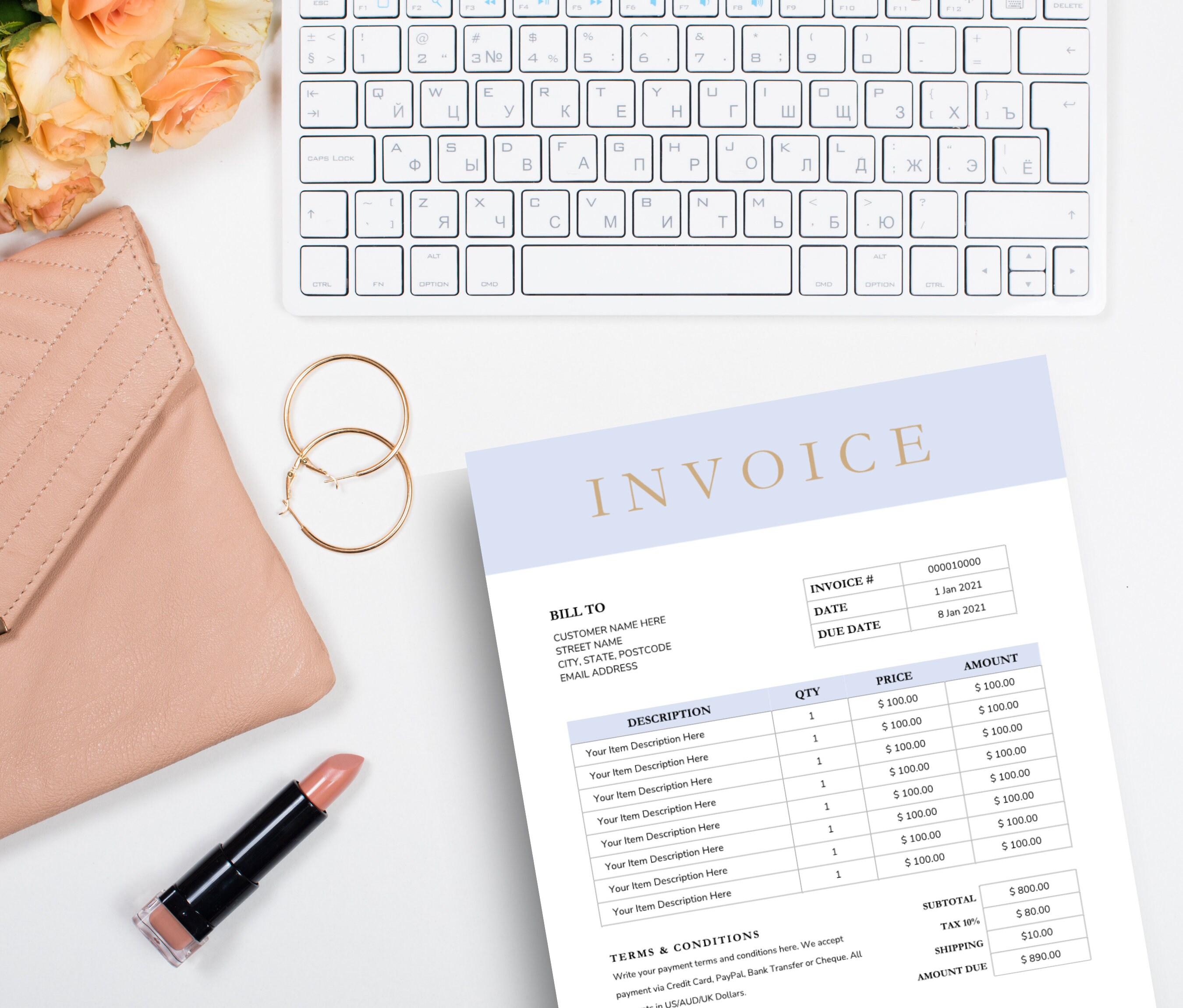 Embroidery Invoice, Printable Invoice Template Word, Freelance Invoice ...