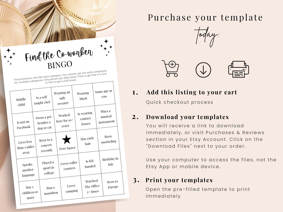 Employee Bingo Find the Co-worker Bingo Editable Bingo Card - Etsy ...