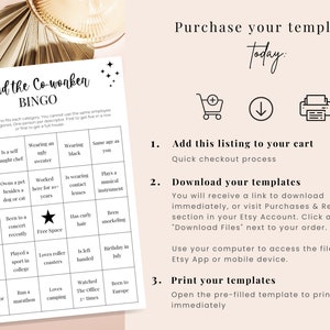 Employee Bingo, Find the Co-worker Bingo, Editable Bingo Card Template ...