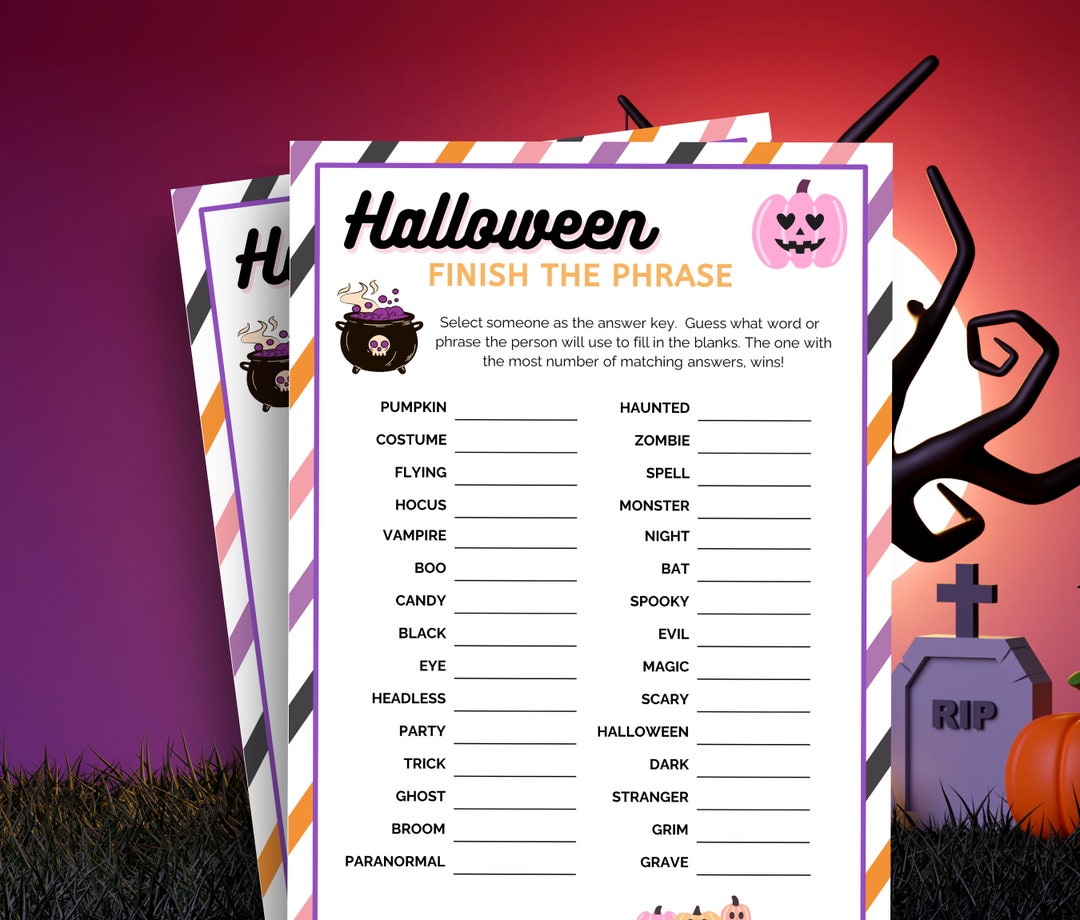 Halloween Finish the Phrase, Printable Halloween Game, Halloween Party ...