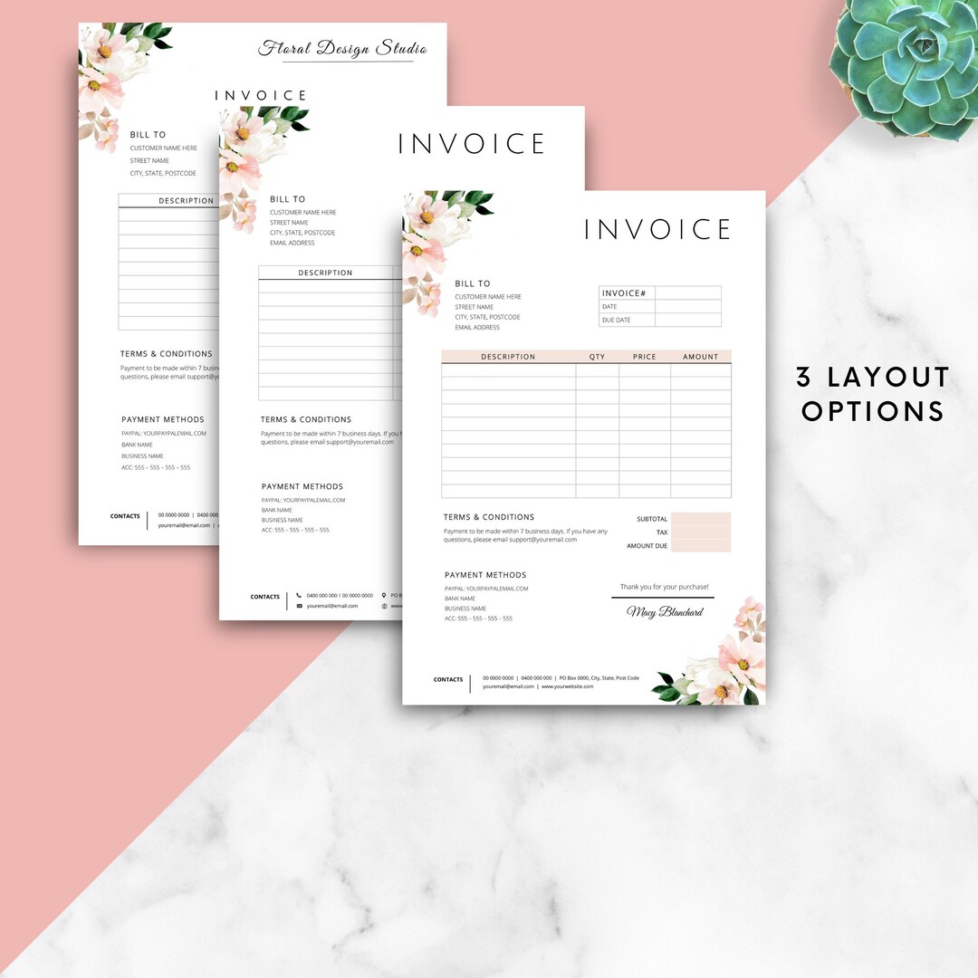 Invoice Template for Word Invoice Template Editable - Etsy