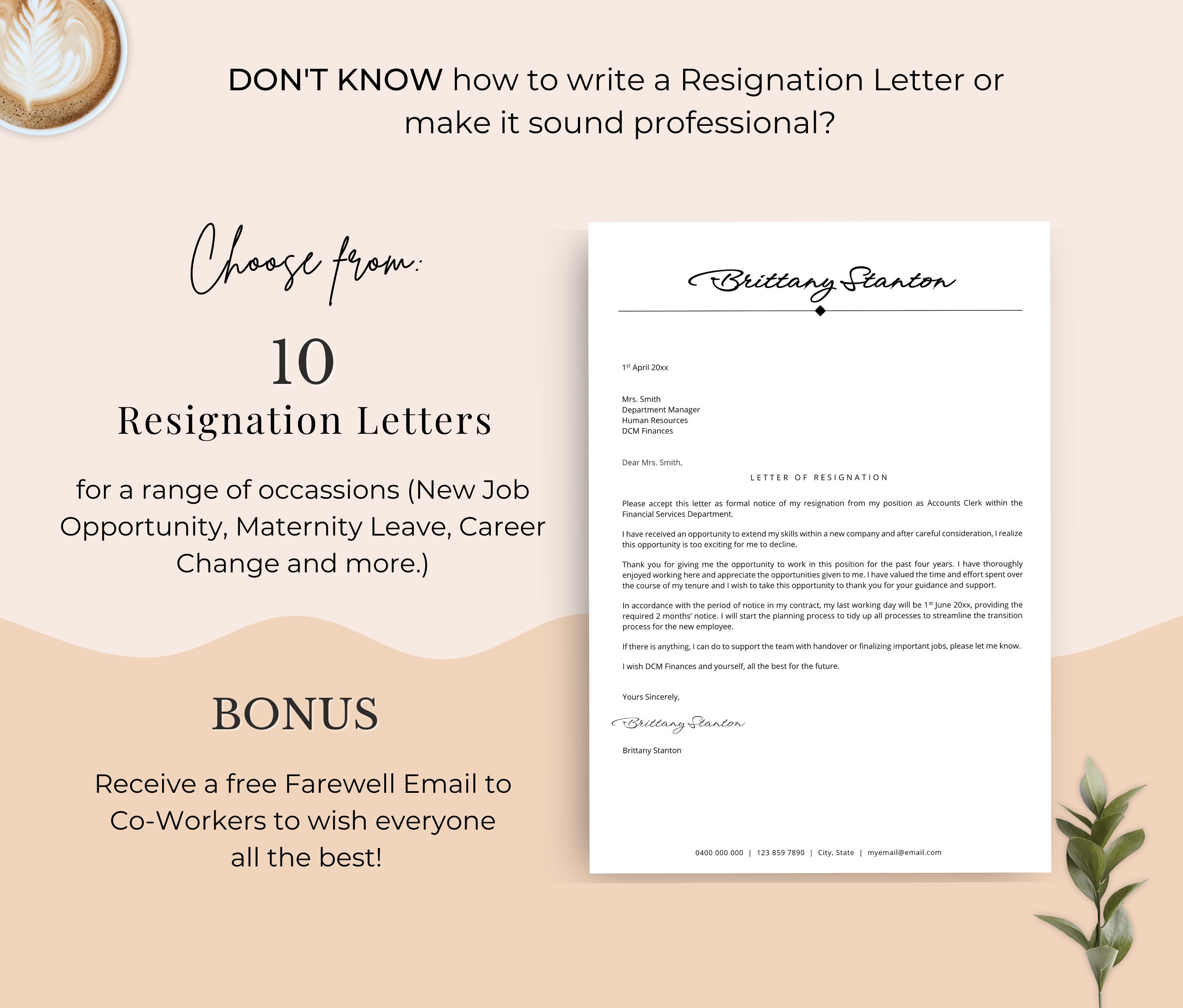 Professional Resignation Letter, Notice Letter Template, Resignation ...