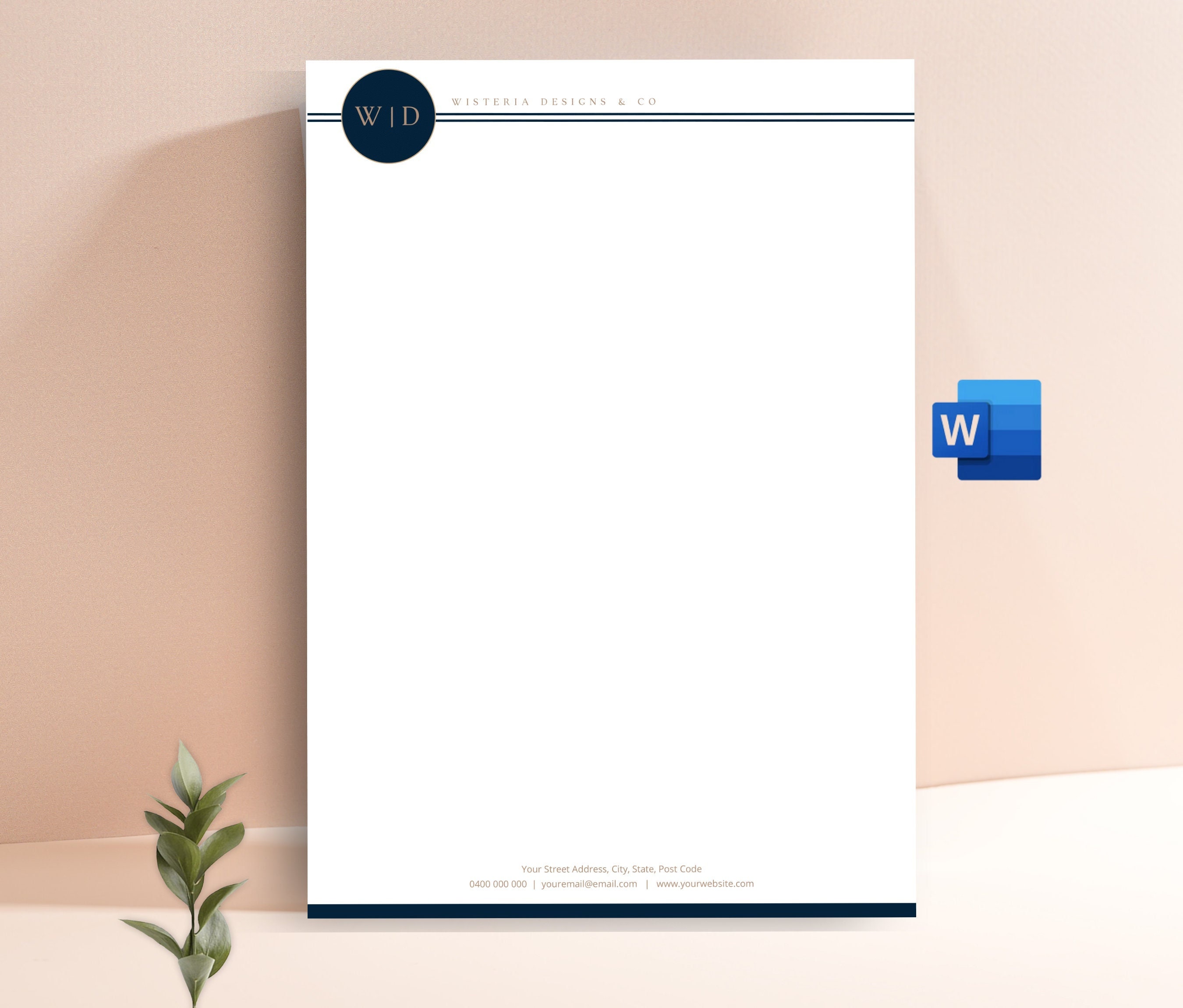 Business Letterhead for MS Word, Letterhead Template Word, Custom ...