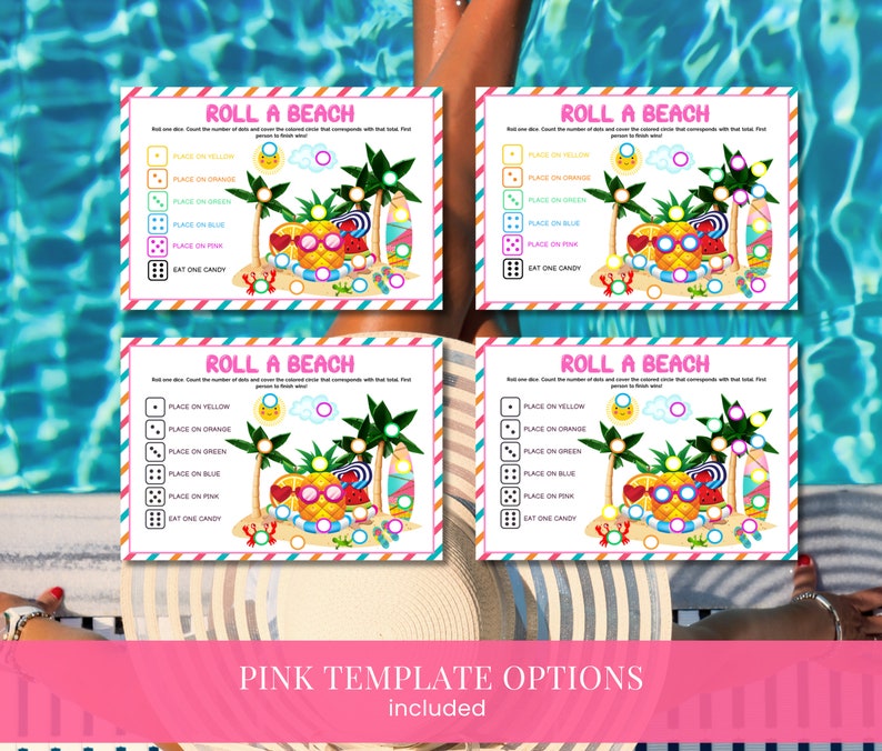 Roll A Beach Game, Printable Roll Dice Game, Dice Game for Kids and ...