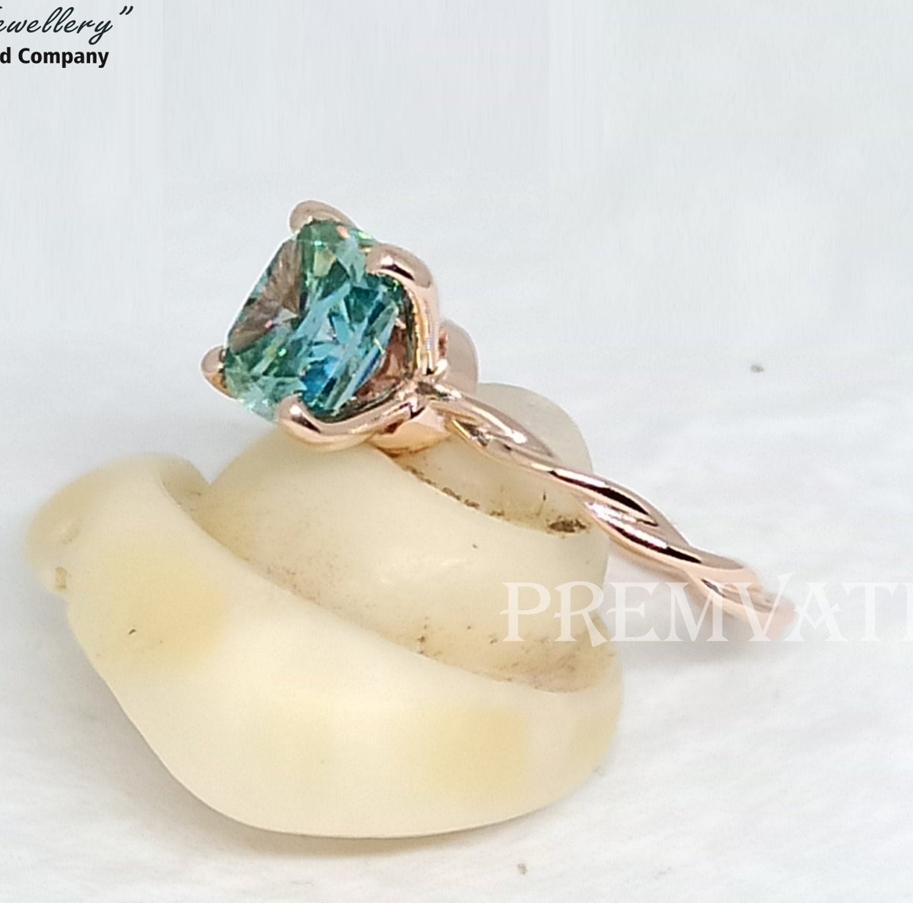 Colored Moissanite Ring / 1.80 CT Aqua Green Cushion - Etsy