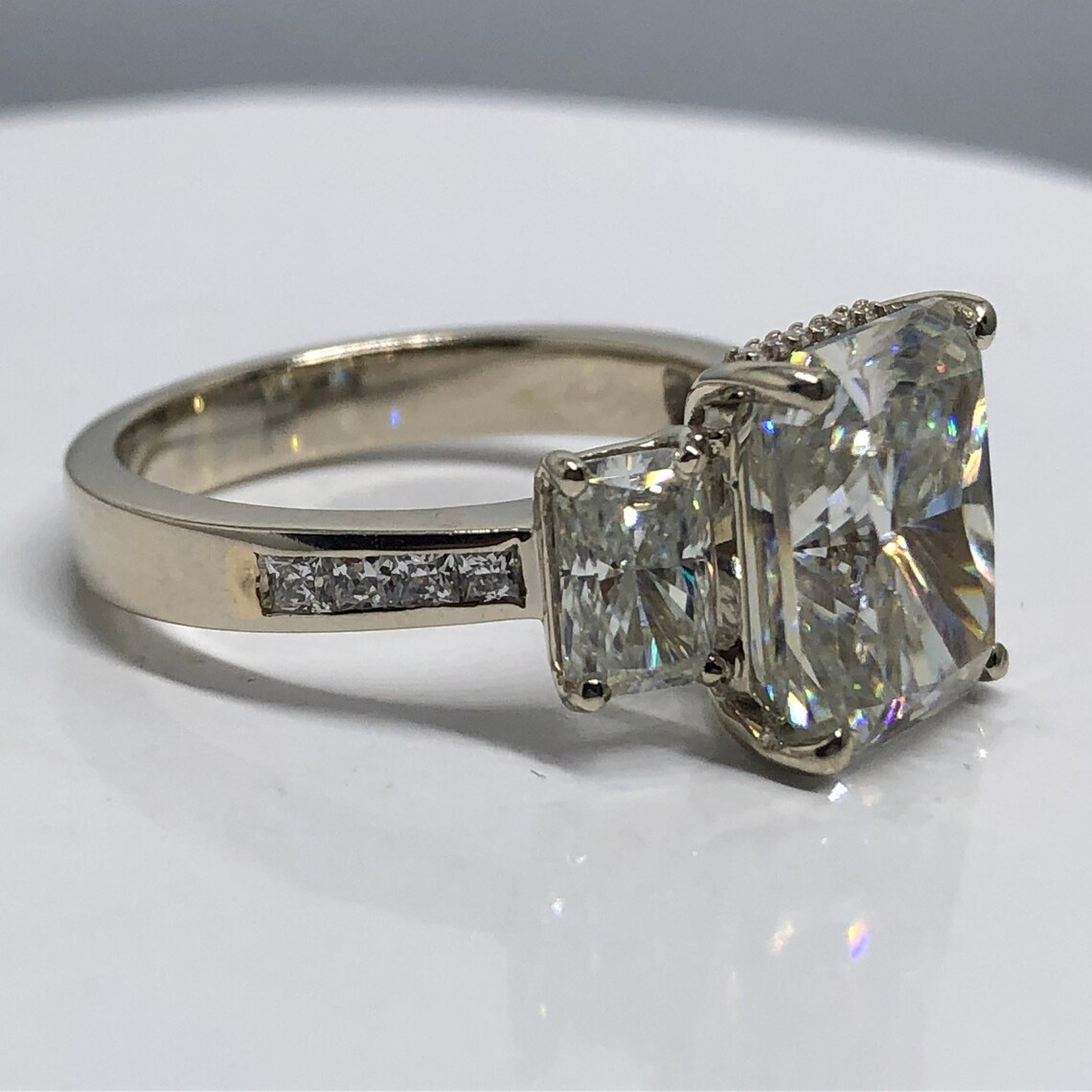 Antique Radiant Cut Platinum Ring Classic Hidden Halo Bridal - Etsy