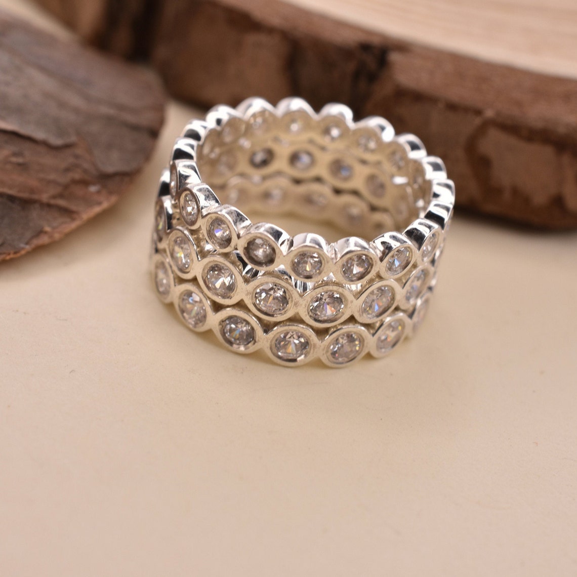 Bubble Style Bezel Set Wedding Band for Woman Unique - Etsy