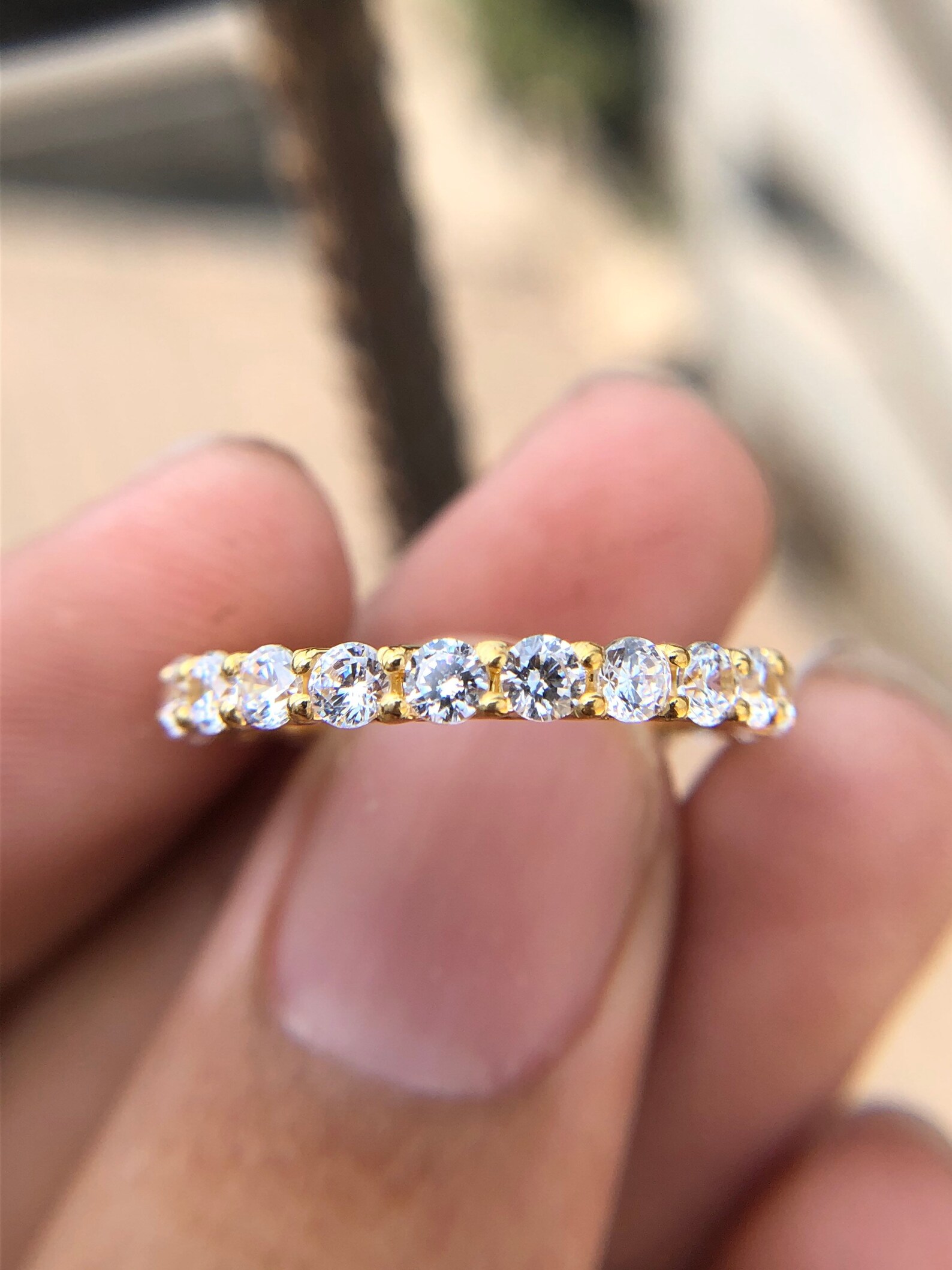 Moissanite Wedding Band Women Solid 14k Yellow Gold Wedding - Etsy