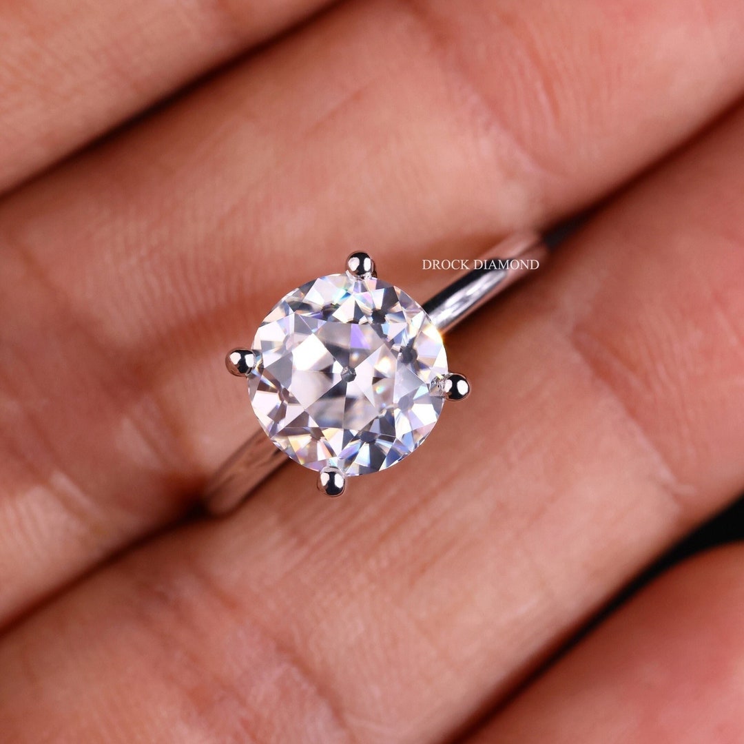OEC Cut Moissanite Engagement Ring: 2.52 CT White Gold Solitaire ...