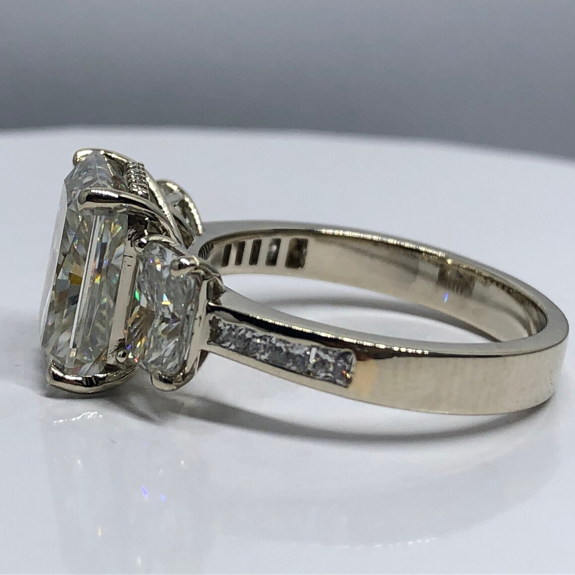 Antique Radiant Cut Platinum Ring Classic Hidden Halo Bridal - Etsy