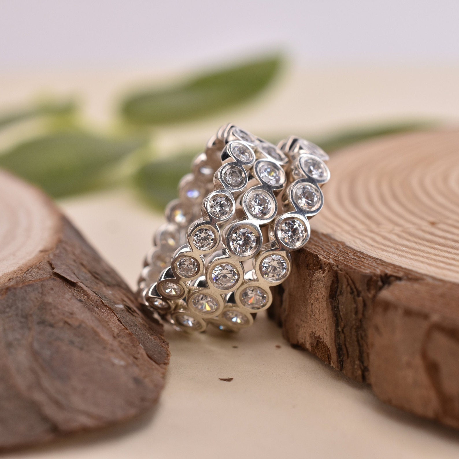 Bubble Style Bezel Set Wedding Band for Woman Unique - Etsy