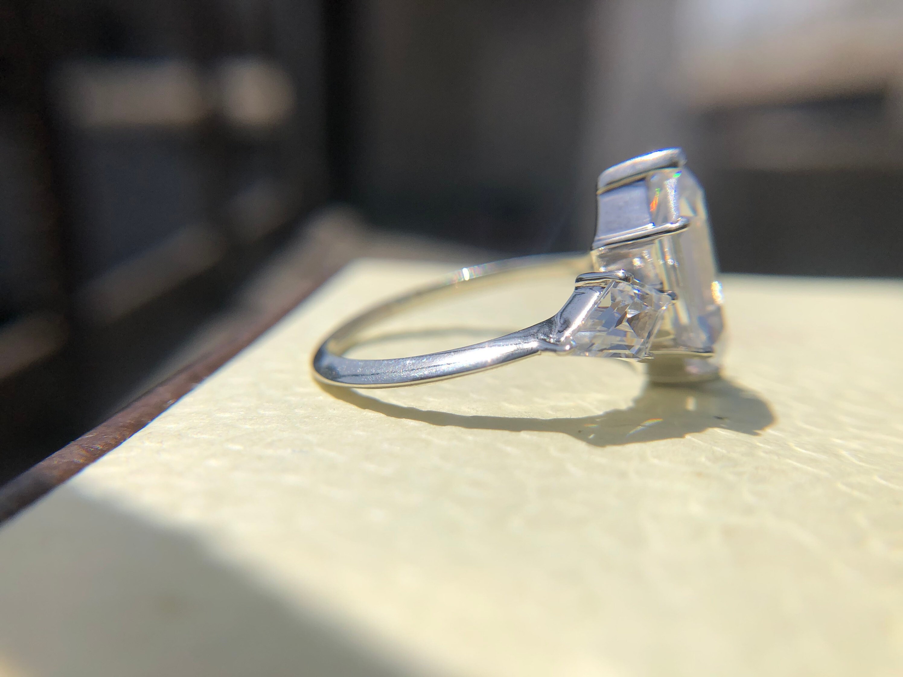 Antique 3.00CT Hexagon Rose Cut Diamond Three Stone Engagement | Etsy