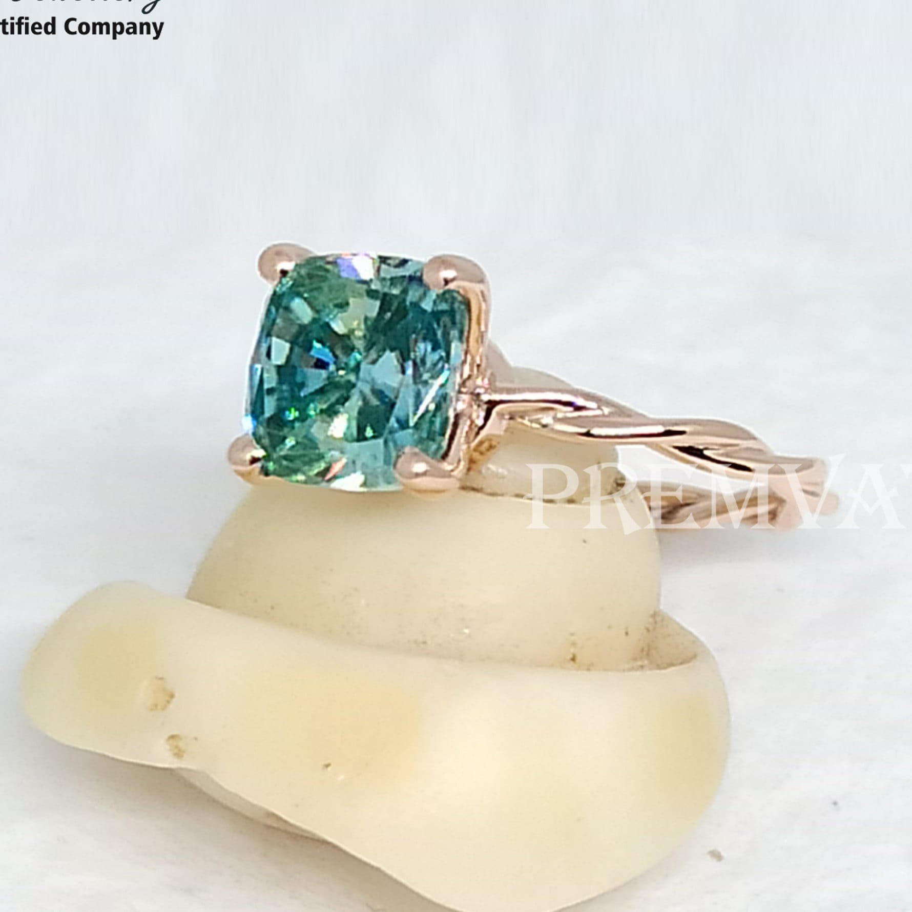 Colored Moissanite Ring / 1.80 CT Aqua Green Cushion | Etsy