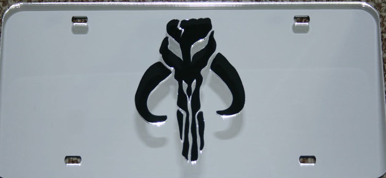 Bantha Skull Star Wars on Mirror Acrylic License Plate 3D Look Laser ...