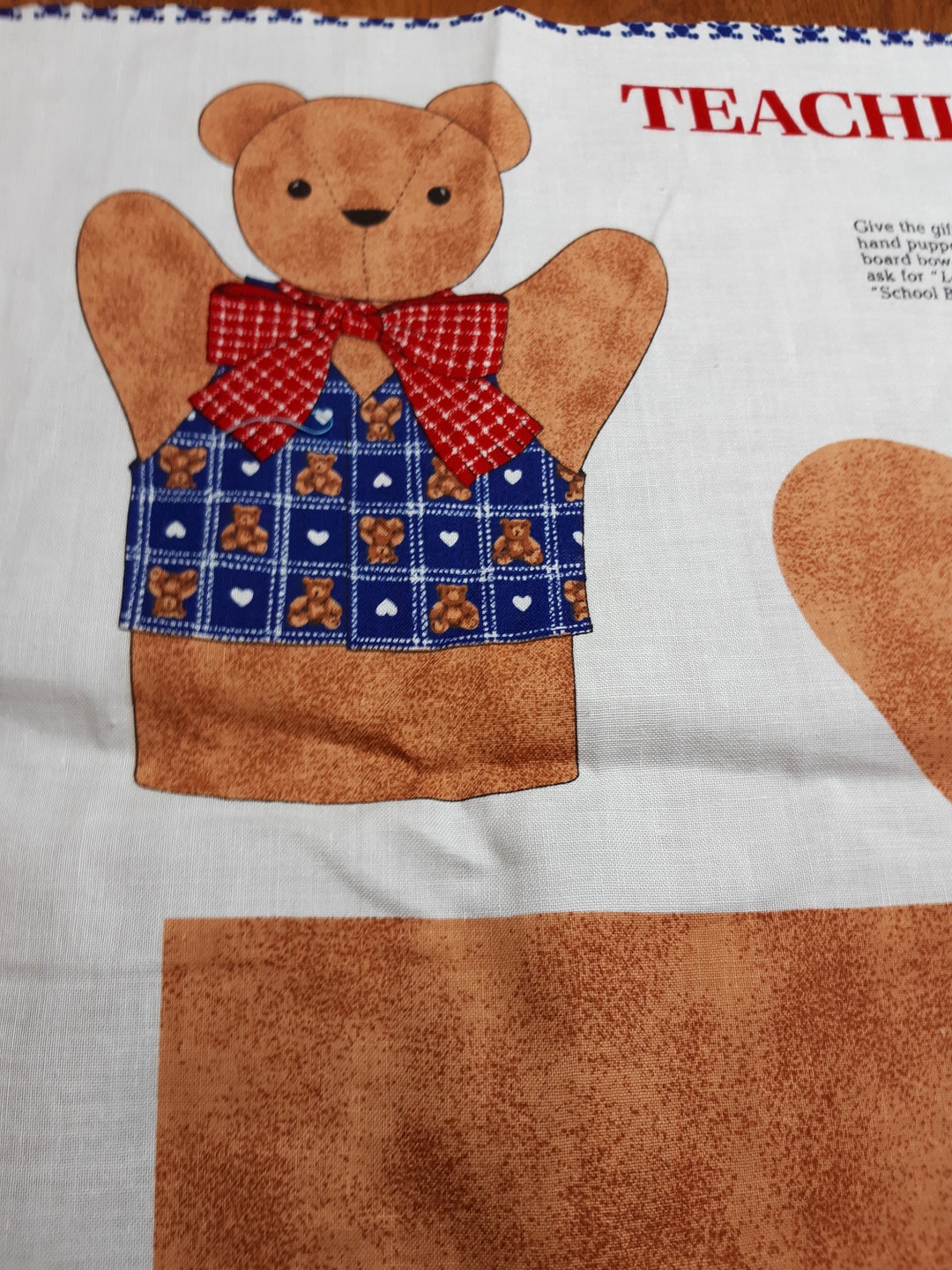 Teaching Teddy Puppet Panel 9-3/4 High - Etsy